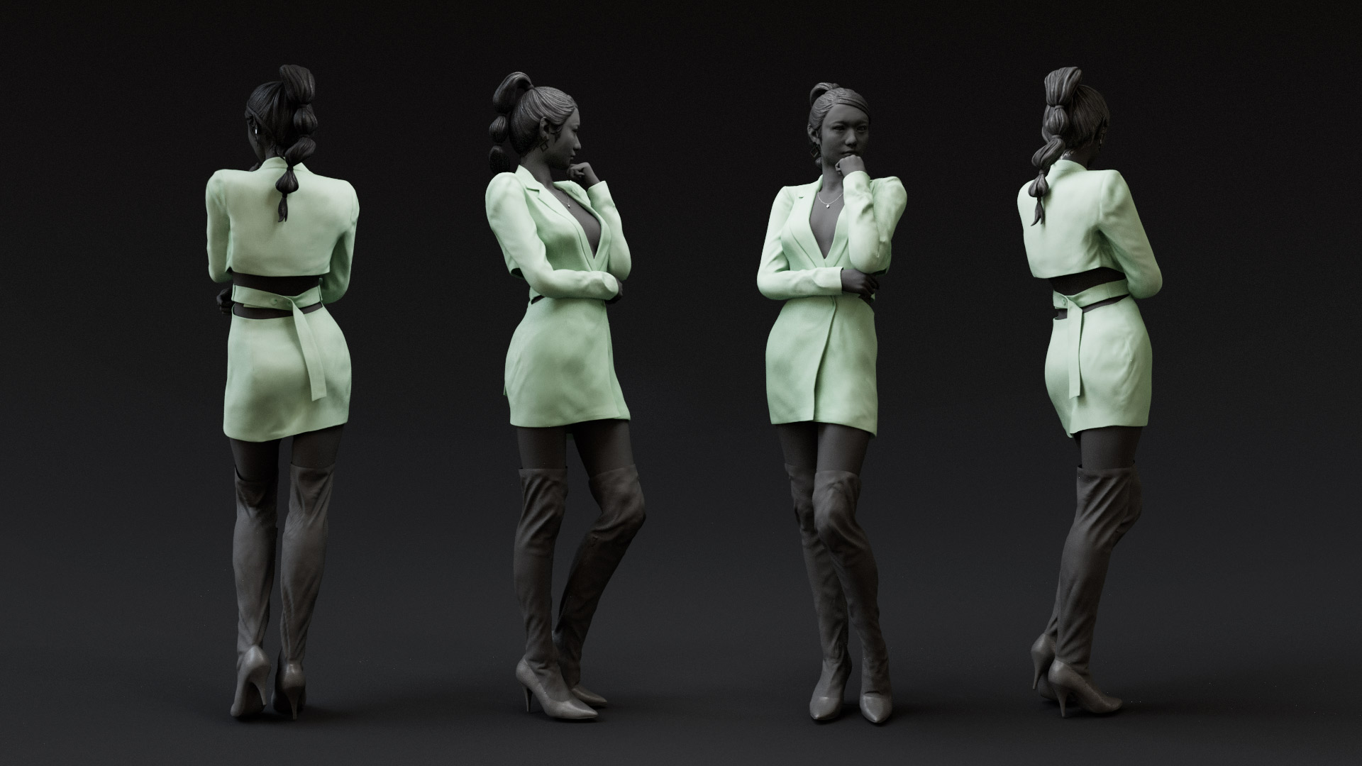Blazer Dress Featuring a Belt - Character Creator/Outfit - Reallusion ...