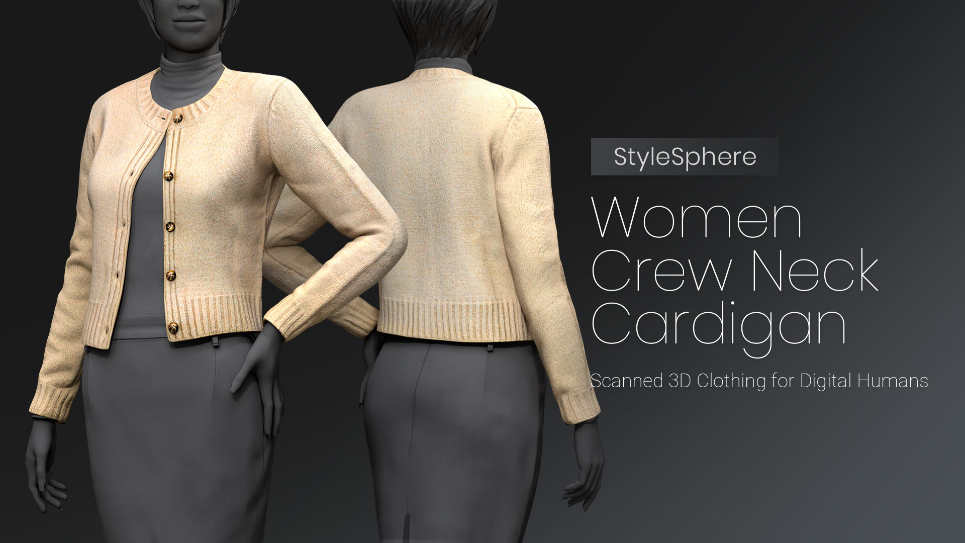 Women Crew Neck Cardigan - Character Creator/Outfit - Reallusion ...