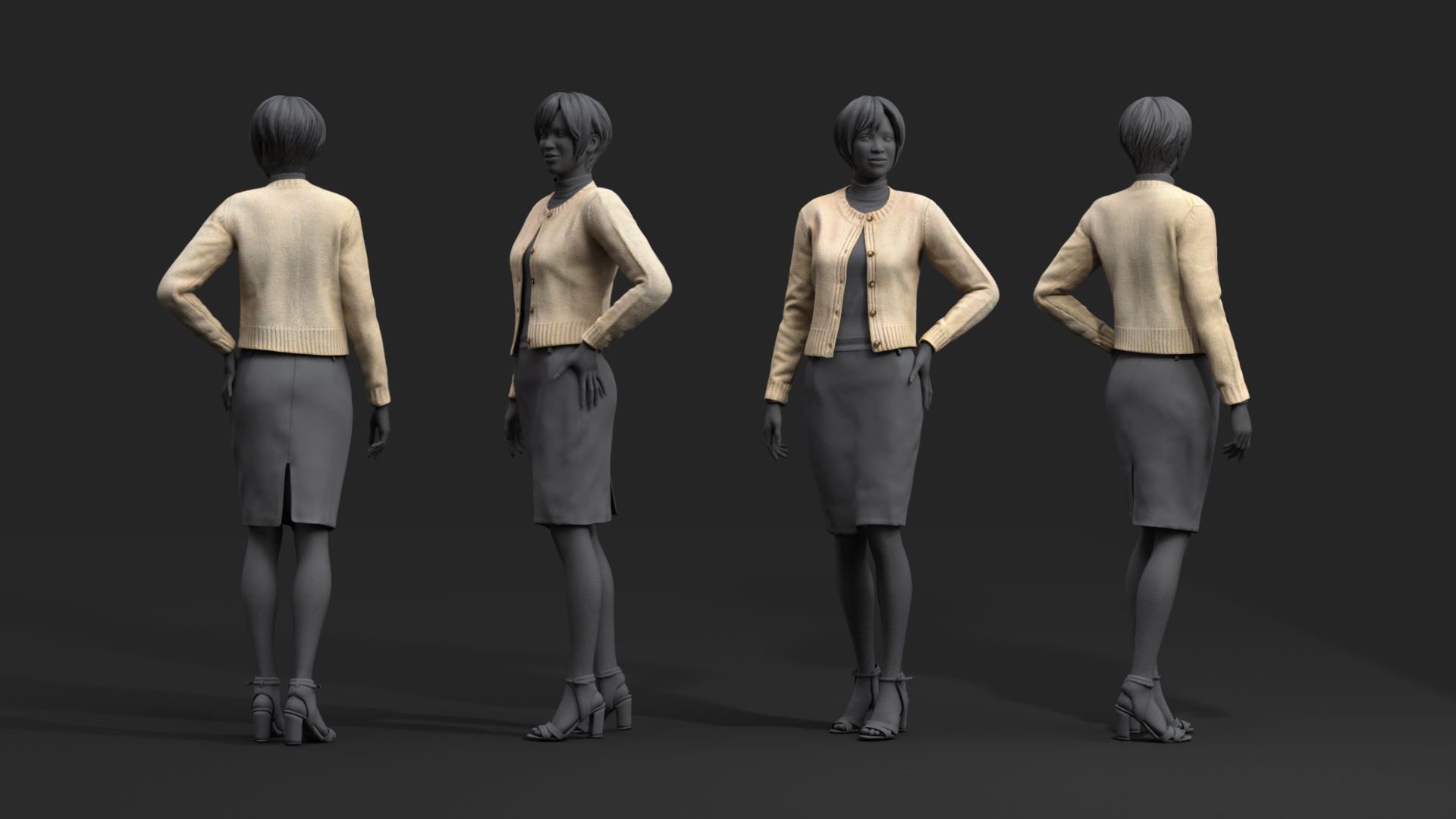 Women Crew Neck Cardigan - Character Creator/Outfit - Reallusion ...