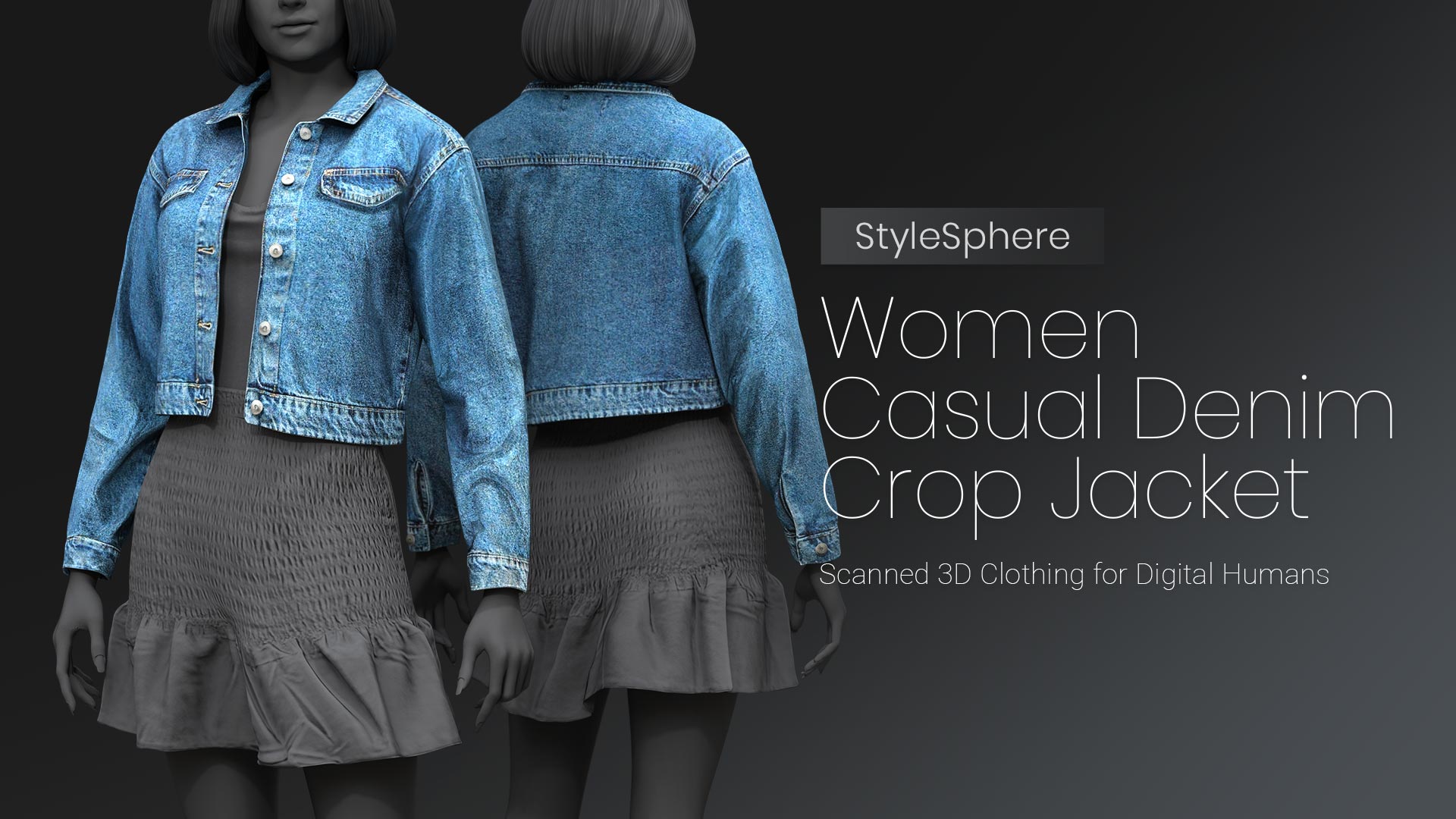 Women Casual Denim Crop Jacket - Character Creator/Outfit - Reallusion ...