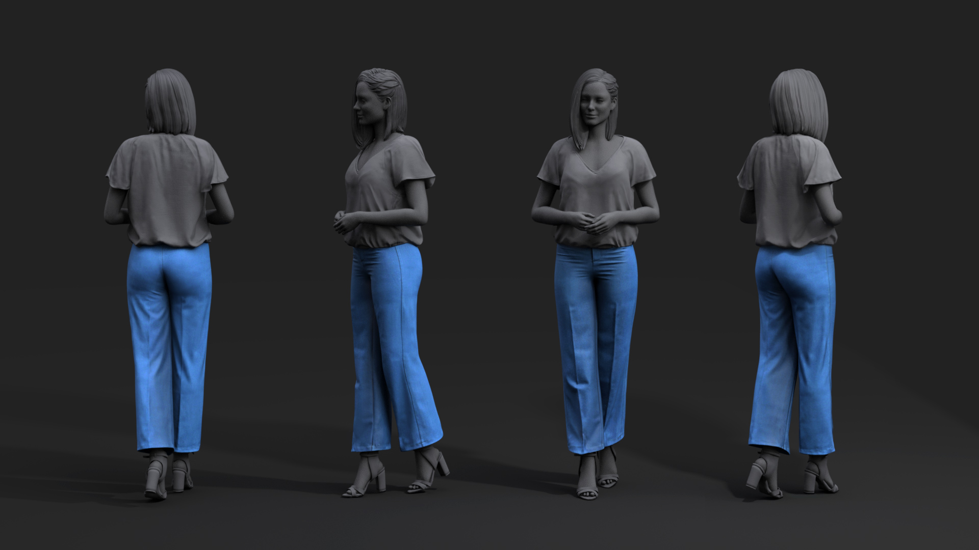 Women High Waist Parallel Trousers - Character Creator/Outfit ...