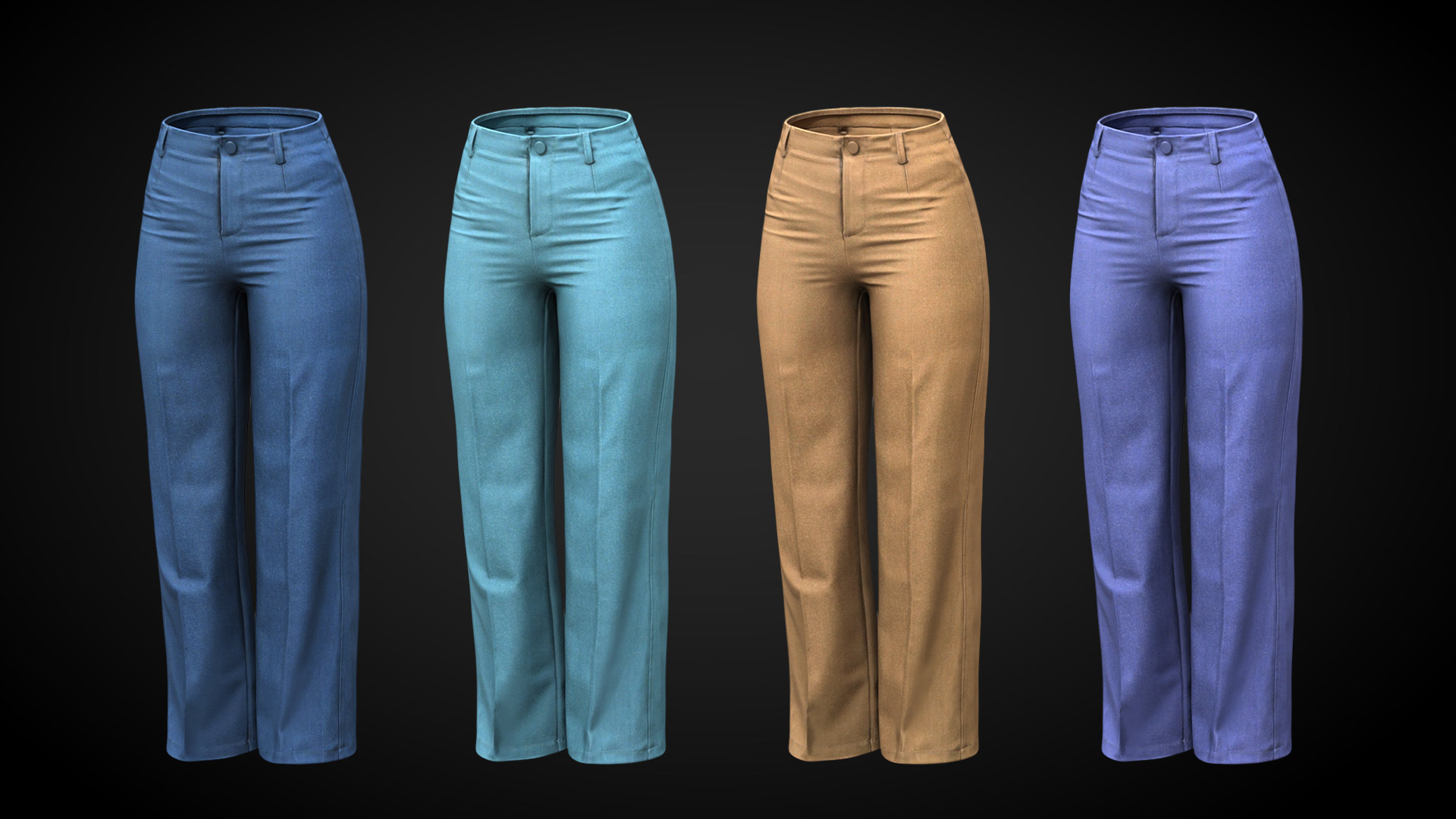 Women High Waist Parallel Trousers - Character Creator/Outfit ...