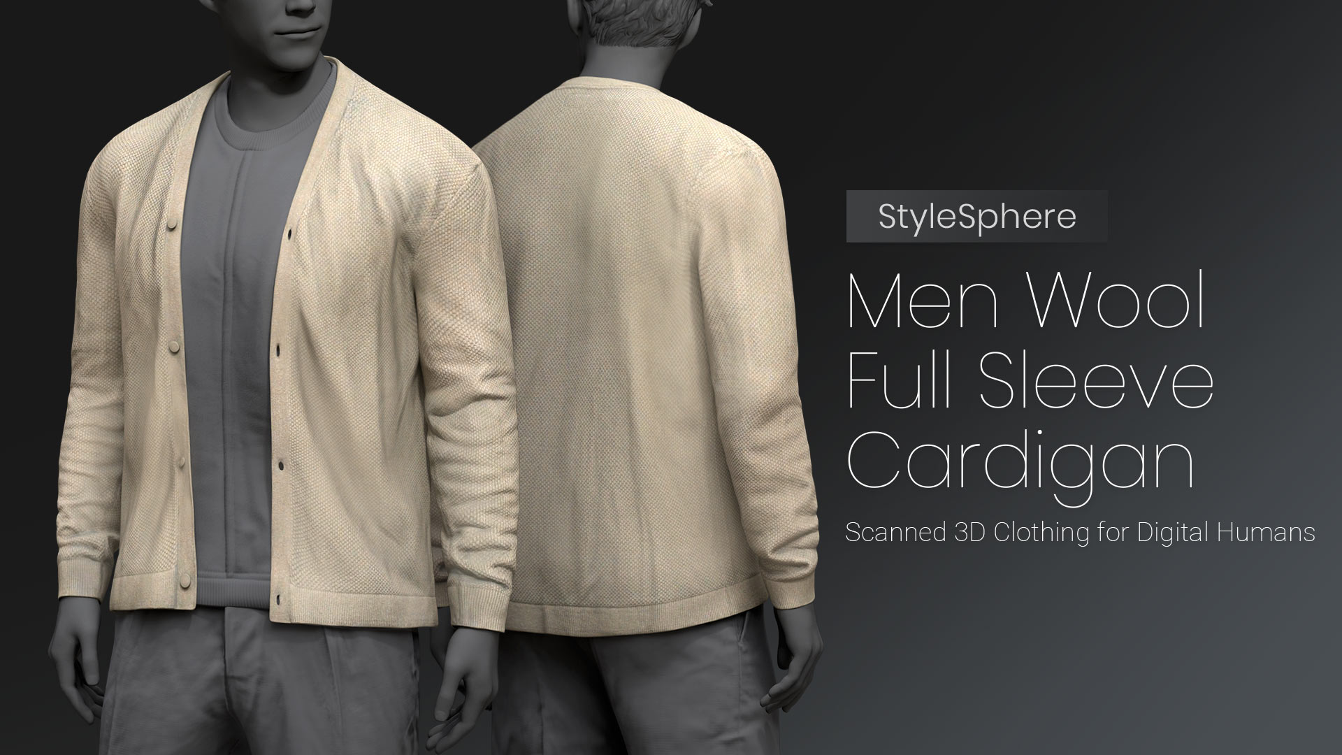 Men Wool Full Sleeve Cardigan - Character Creator/Outfit - Reallusion ...