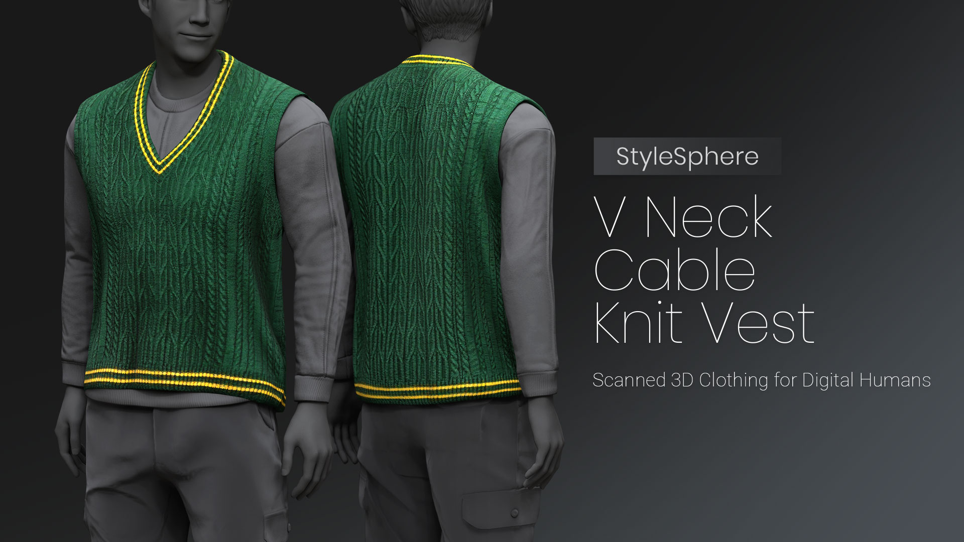 V Neck Cable Knit Vest - Character Creator/Outfit - Reallusion Content ...