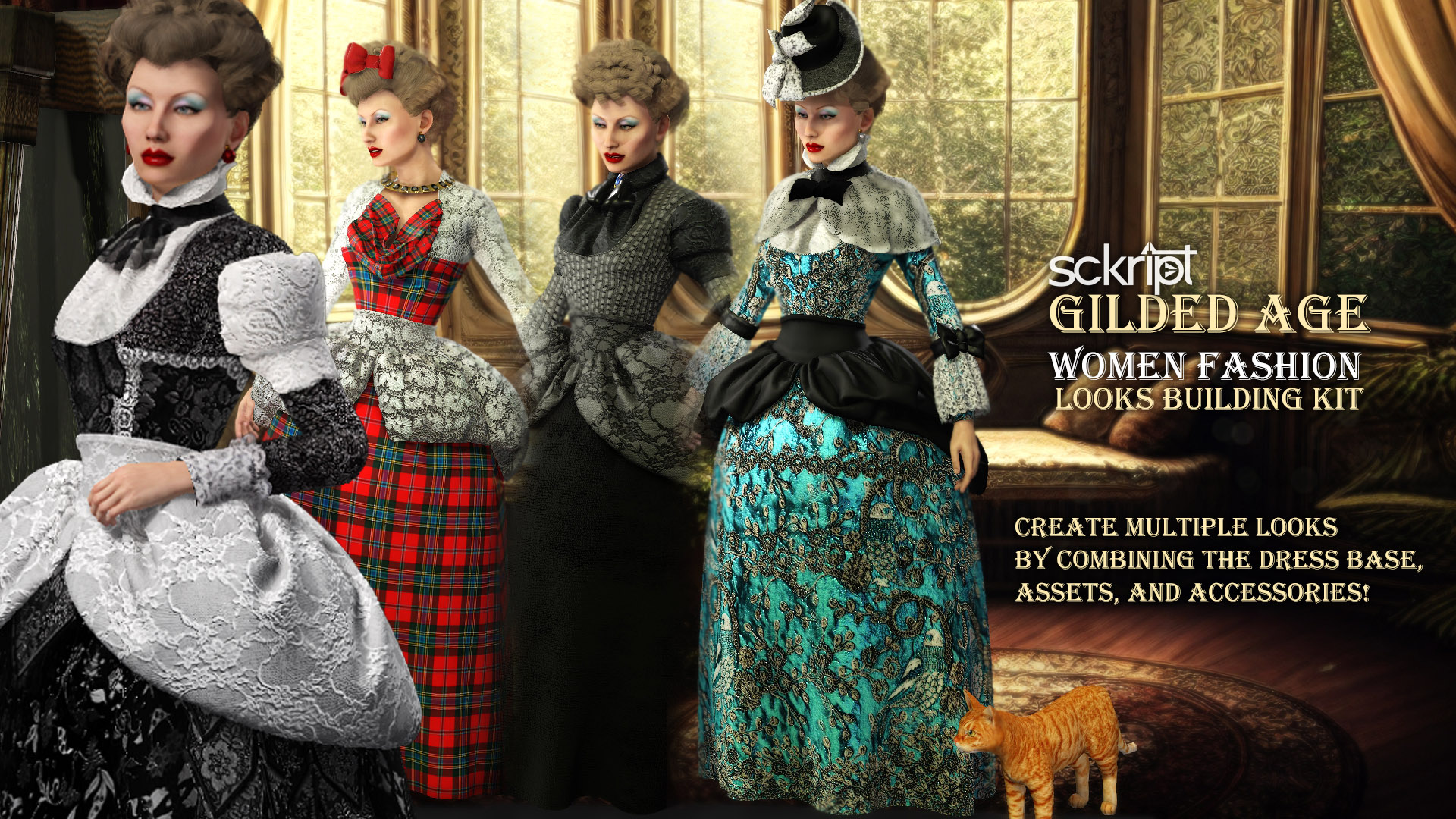 Sckript Gilded Age Women Looks Kit - Character Creator/Outfit ...