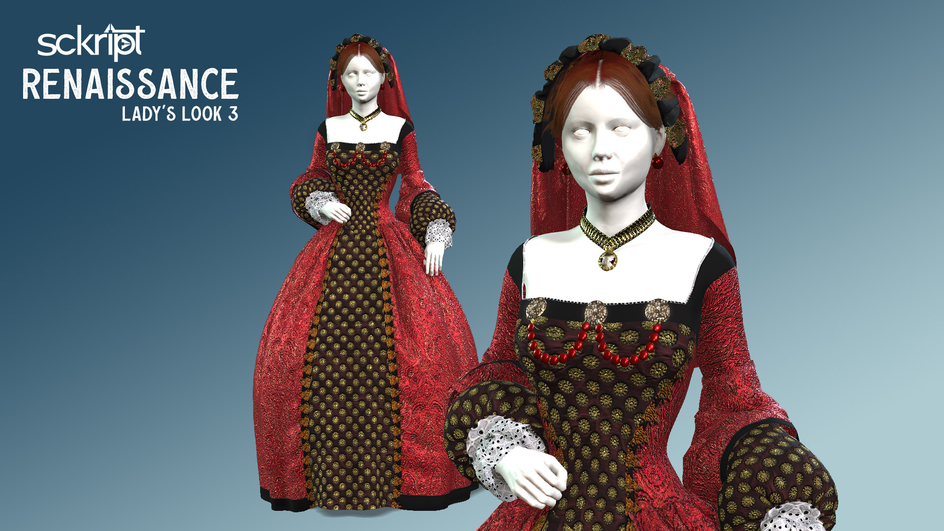 Sckript Renaissance Lady 3 - Character Creator/Outfit - Reallusion ...