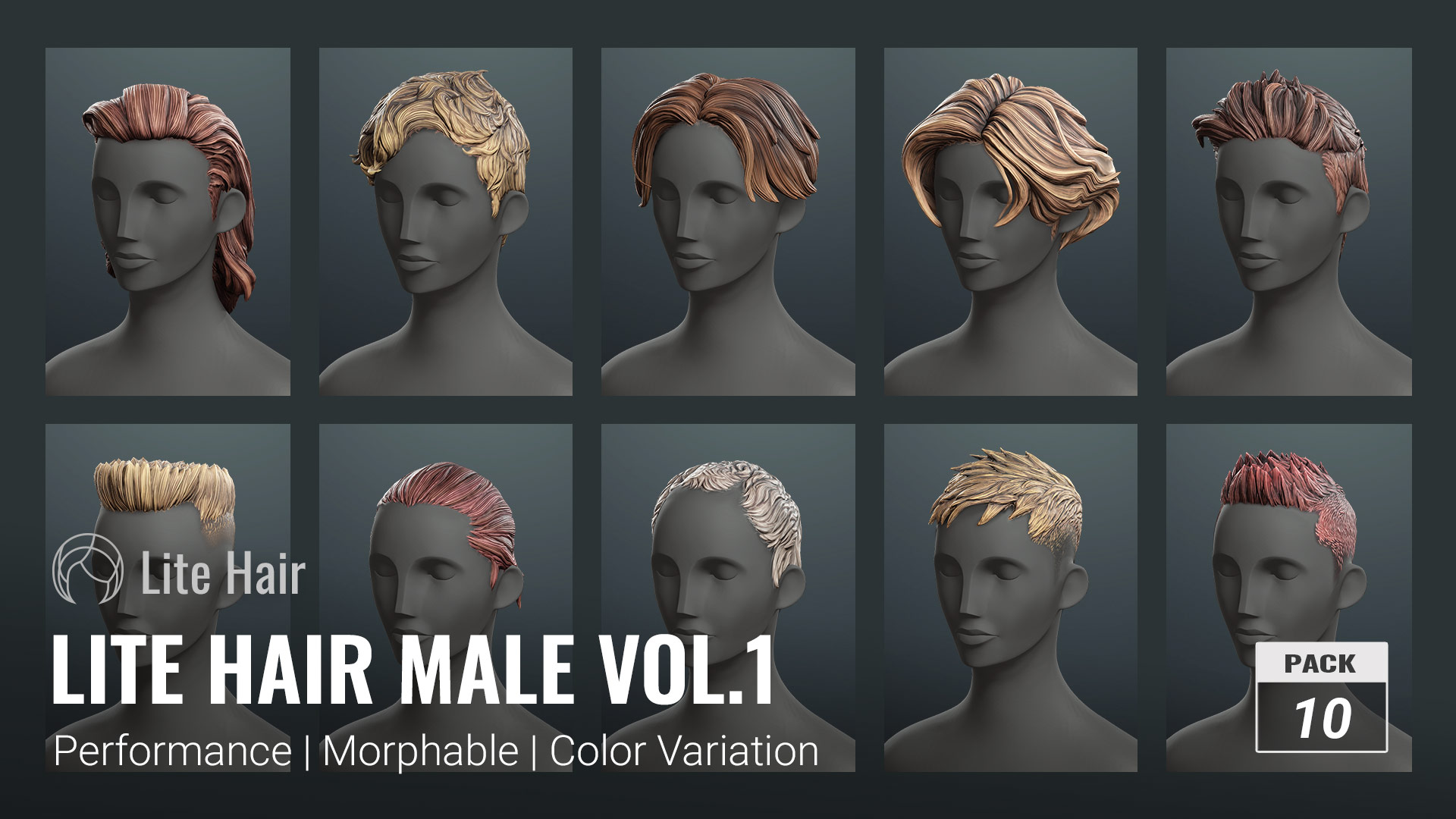 Lite Hair Male Vol. 1 - Character Creator/Hair - Reallusion Content Store