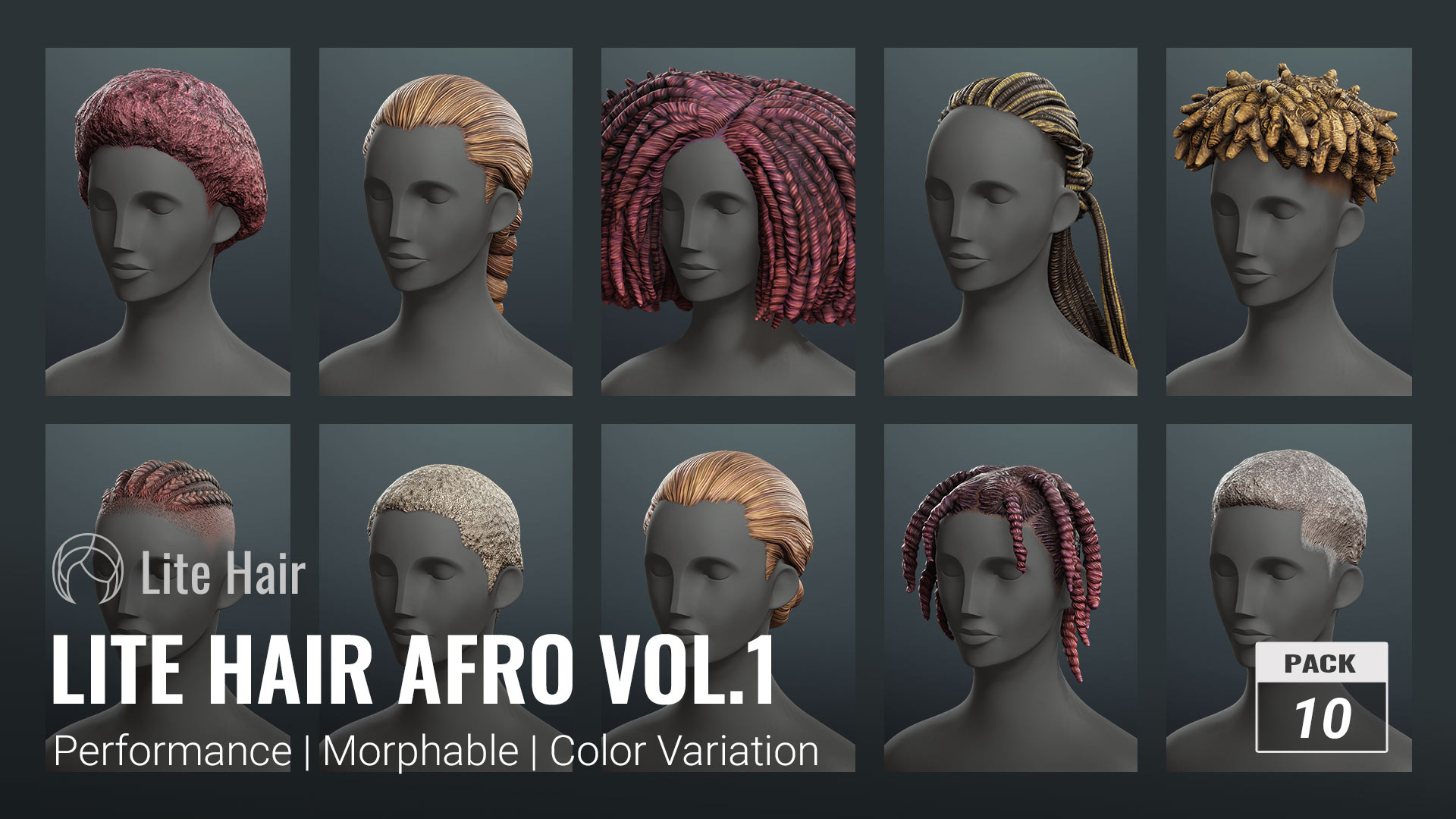Lite Hair Afro Vol. 1 - Character Creator/Hair - Reallusion Content Store