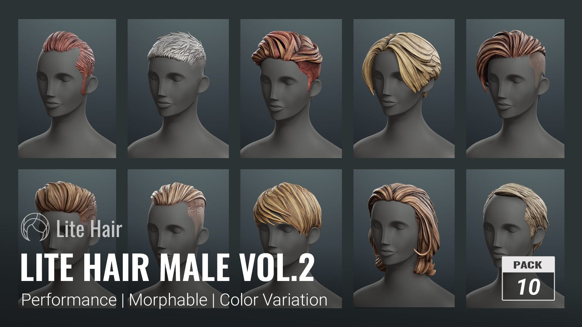 Lite Hair Male Vol. 2 - Character Creator/Hair - Reallusion Content Store