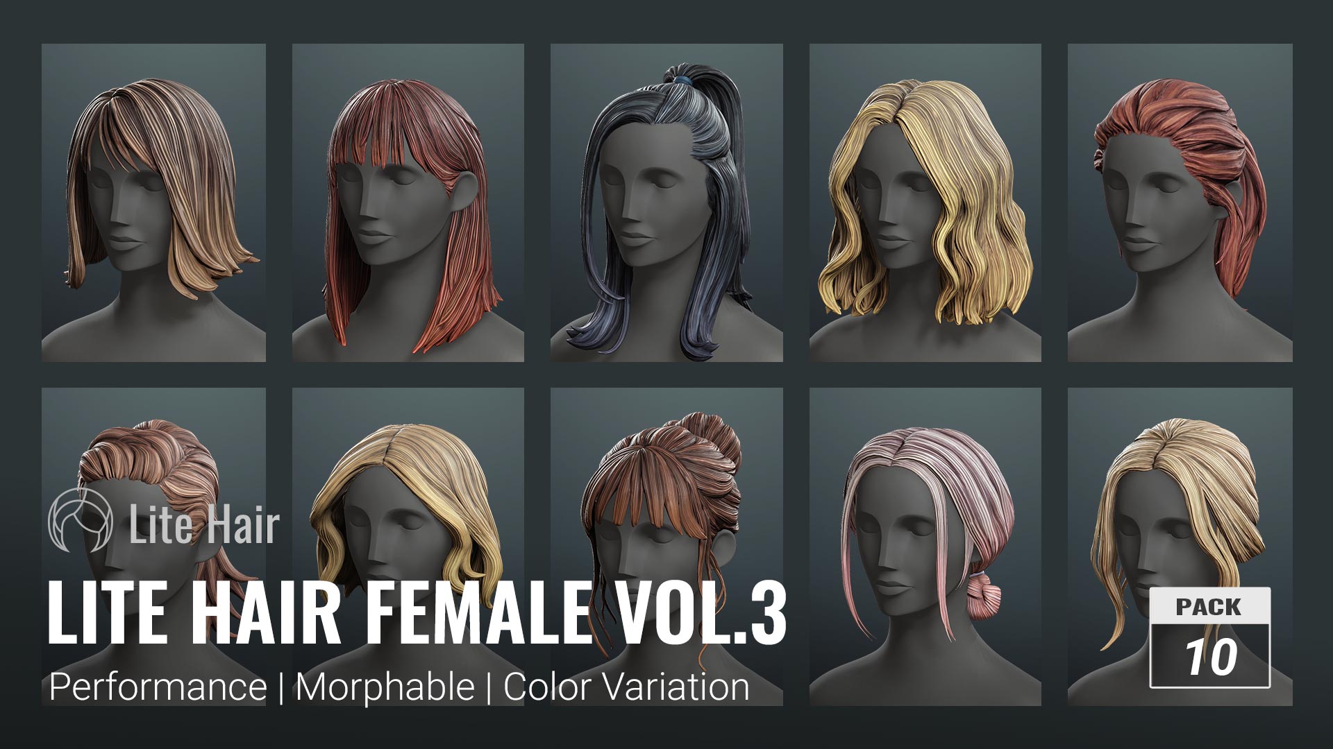 Lite Hair Female Vol. 3 - Character Creator/Hair - Reallusion Content Store