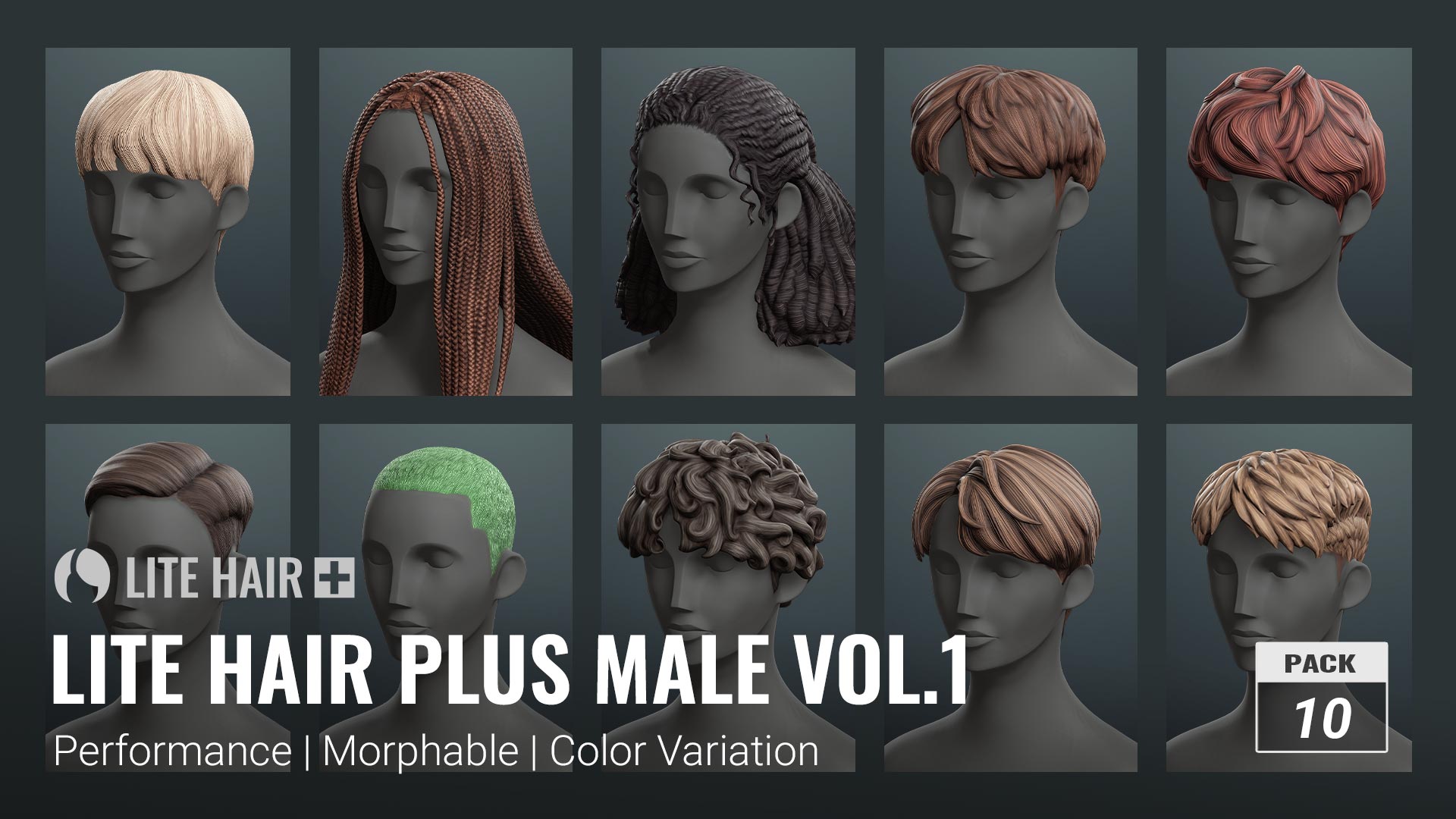 Lite Hair Plus Male Vol.1 - Character Creator/Hair - Reallusion Content ...