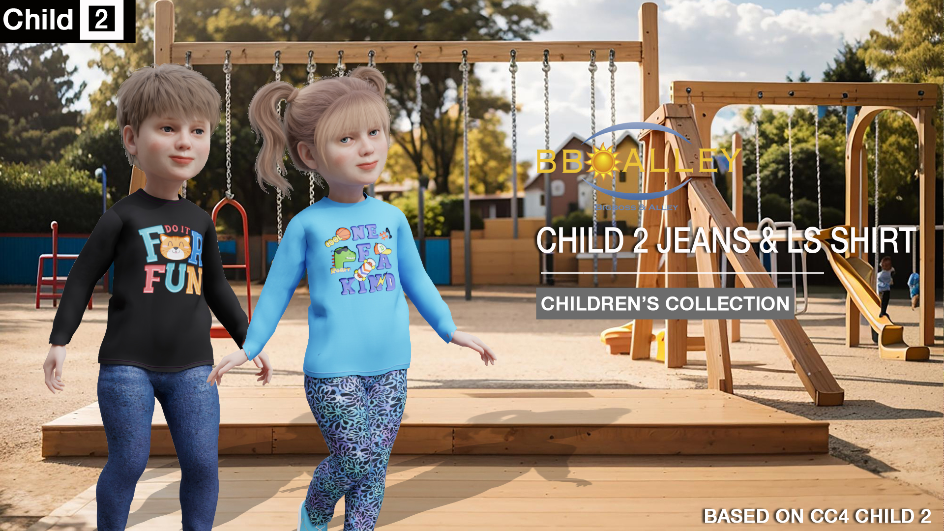 Child 2 LS Tshirt & Jean - Character Creator/Outfit - Reallusion ...