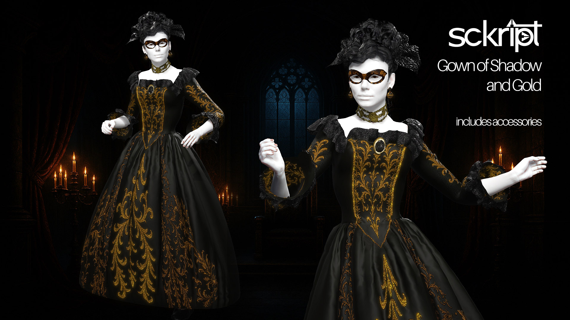 Gown of Shadow and Gold - Character Creator/Outfit - Reallusion Content ...