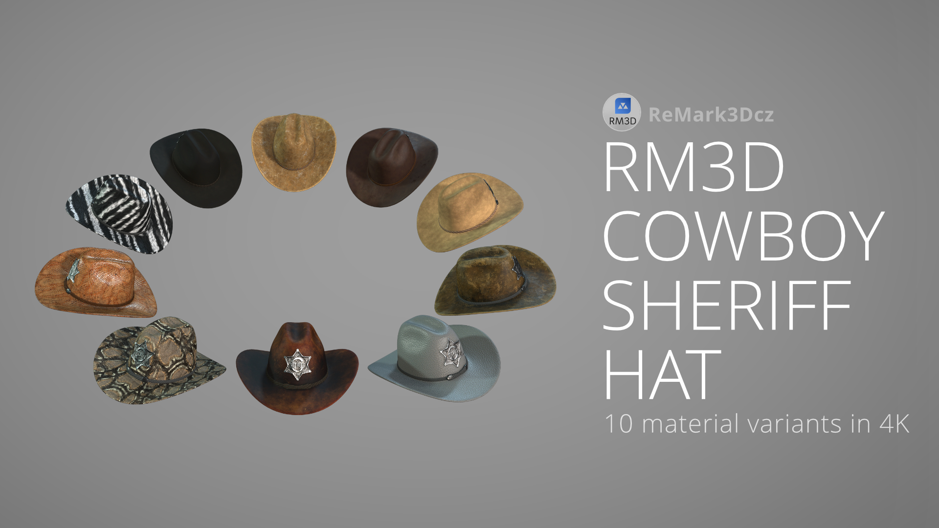 RM3D Cowboy-Sheriff Hat (10 variants) - Character Creator/Accessory ...