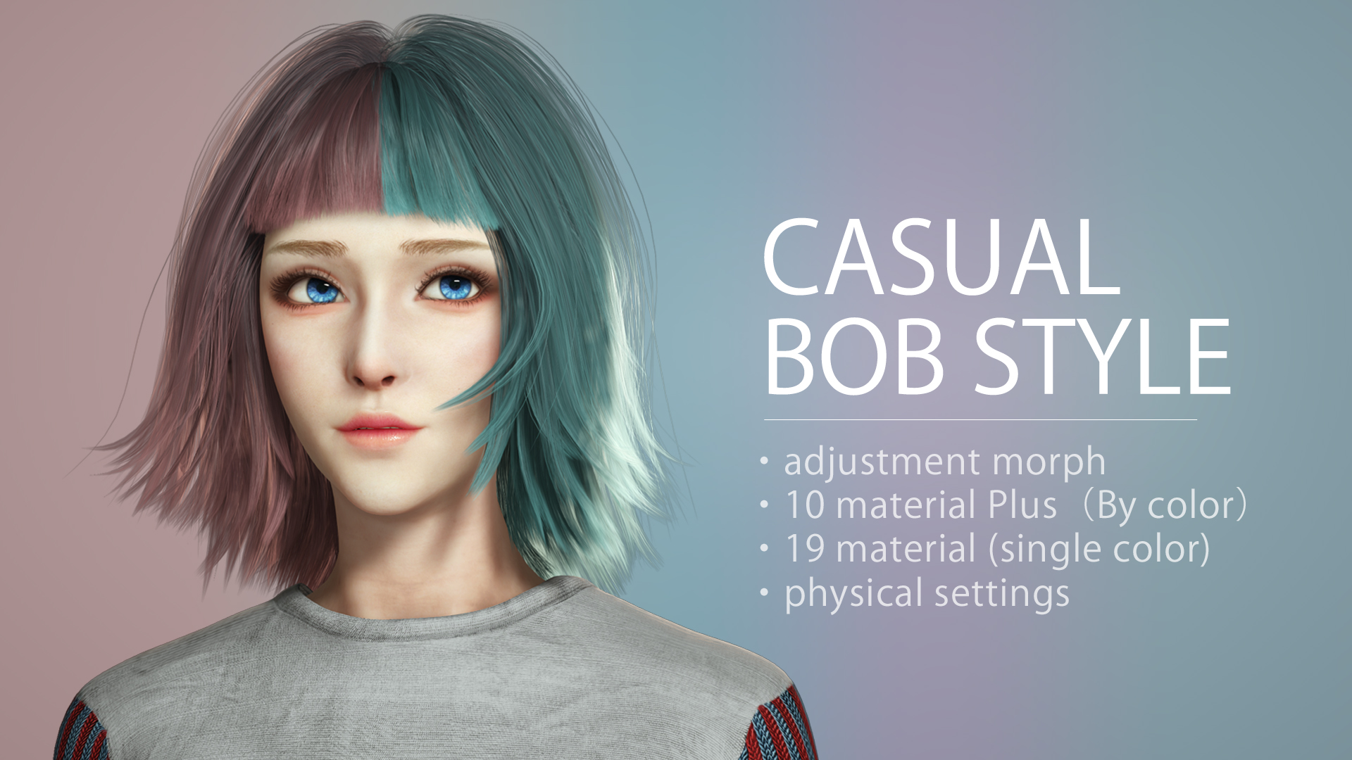Casual bob style - Character Creator/Hair - Reallusion Content Store