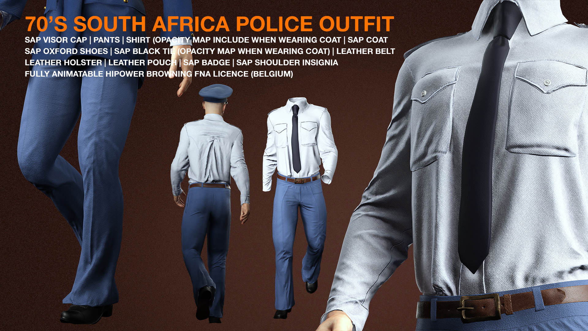 70's South Africa Police Outfit - Character Creator/Outfit - Reallusion ...