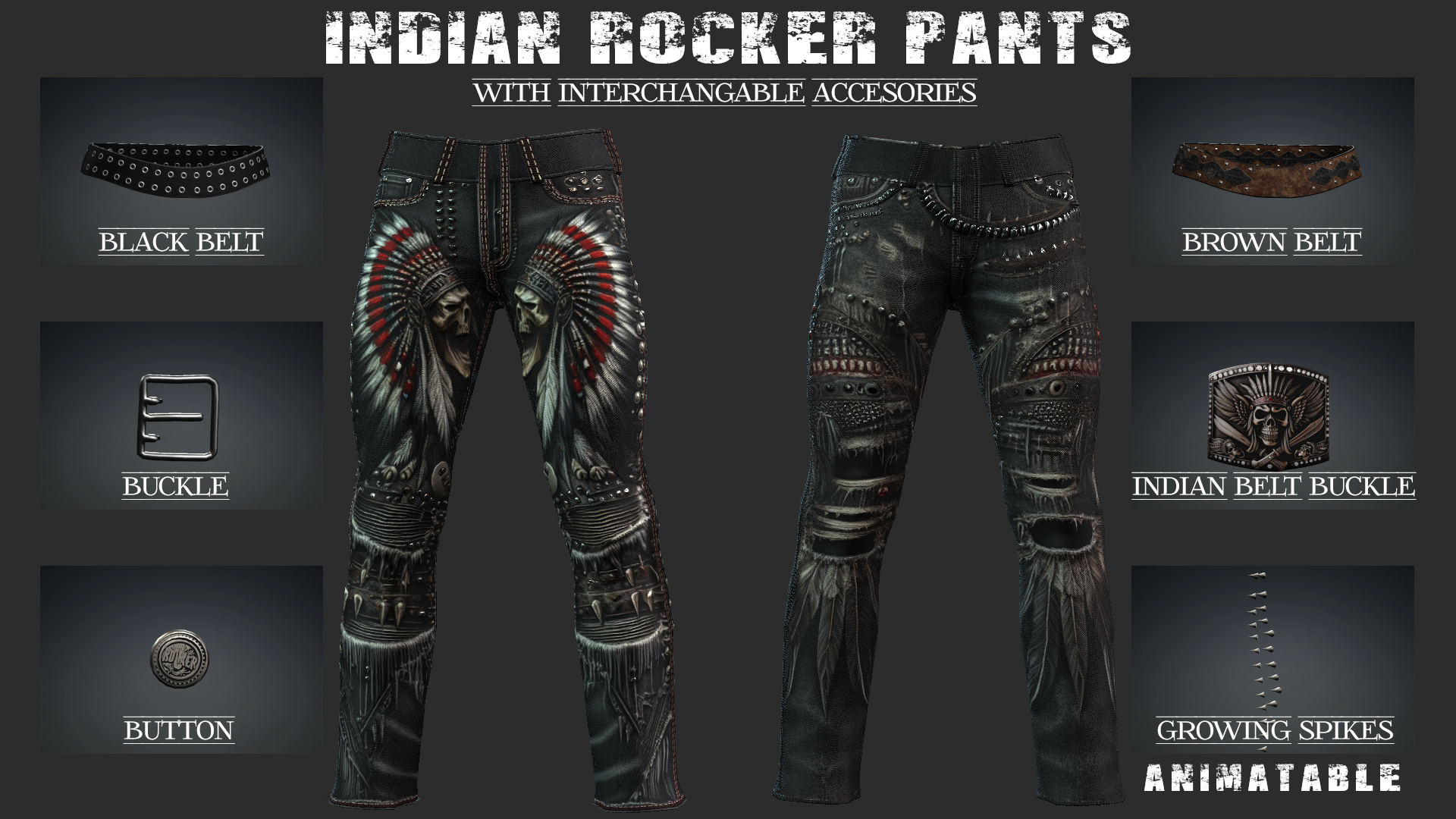 Indian Rocker Pants - Character Creator/Outfit - Reallusion Content Store