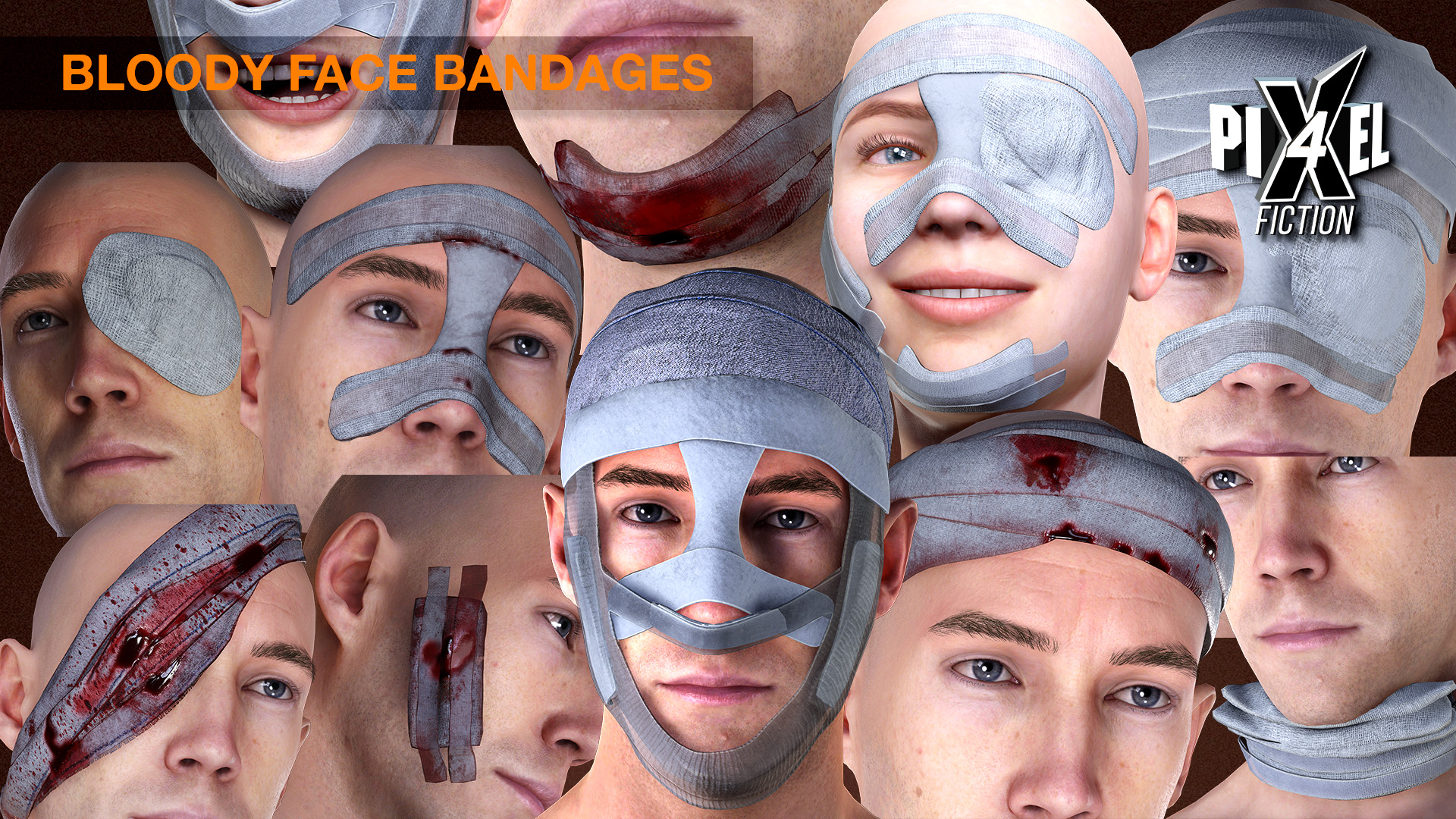 Bloody Face Bandages - Character Creator/Outfit - Reallusion Content Store