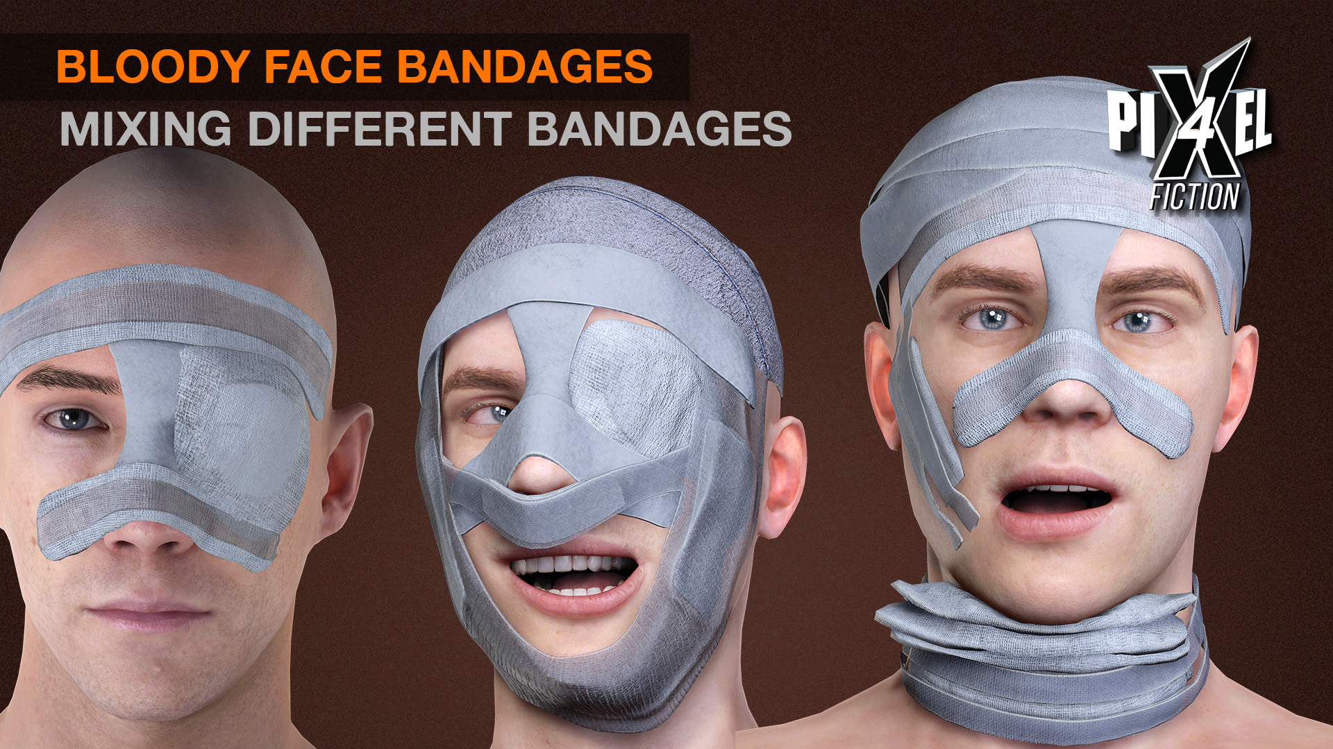Bloody Face Bandages - Character Creator/Outfit - Reallusion Content Store
