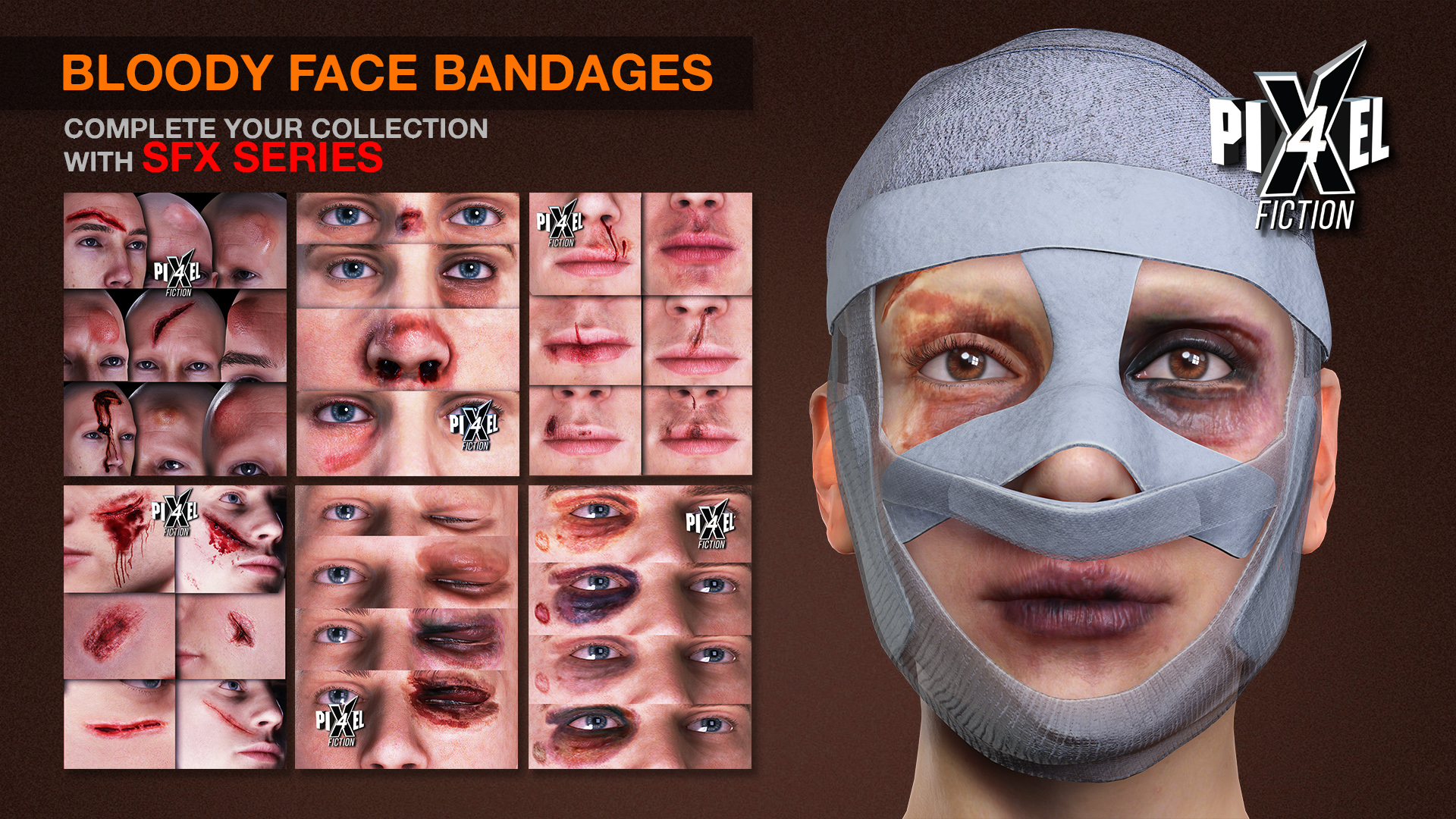 Bloody Face Bandages - Character Creator/Outfit - Reallusion Content Store