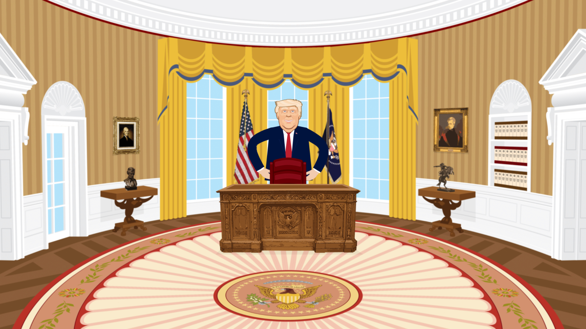 President Trump in the Oval Office Scene - Cartoon Animator/Combo ...