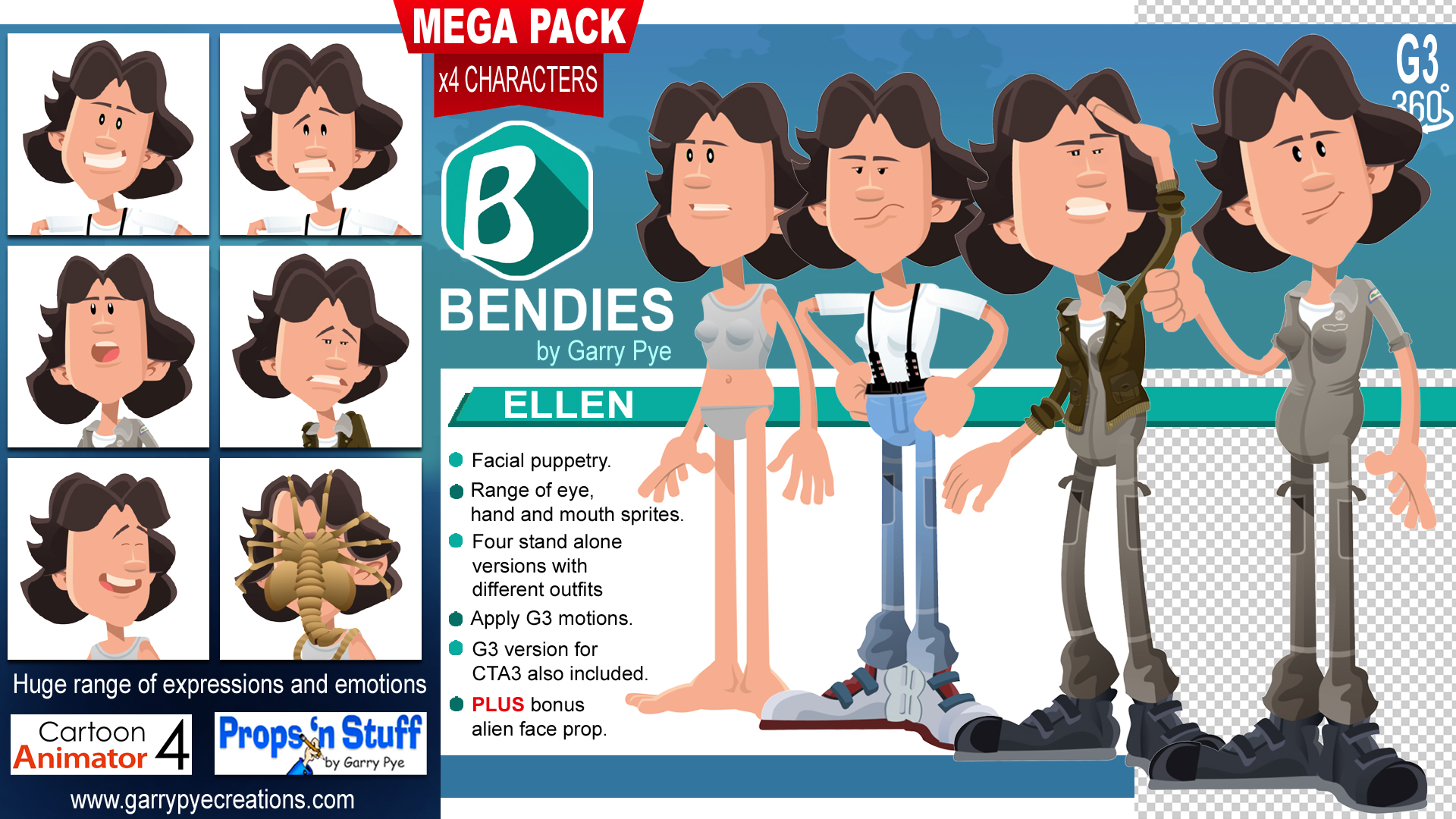 The Bendies #27 - Ellen Mega Pack - Cartoon Animator/Actor - Reallusion Content Store