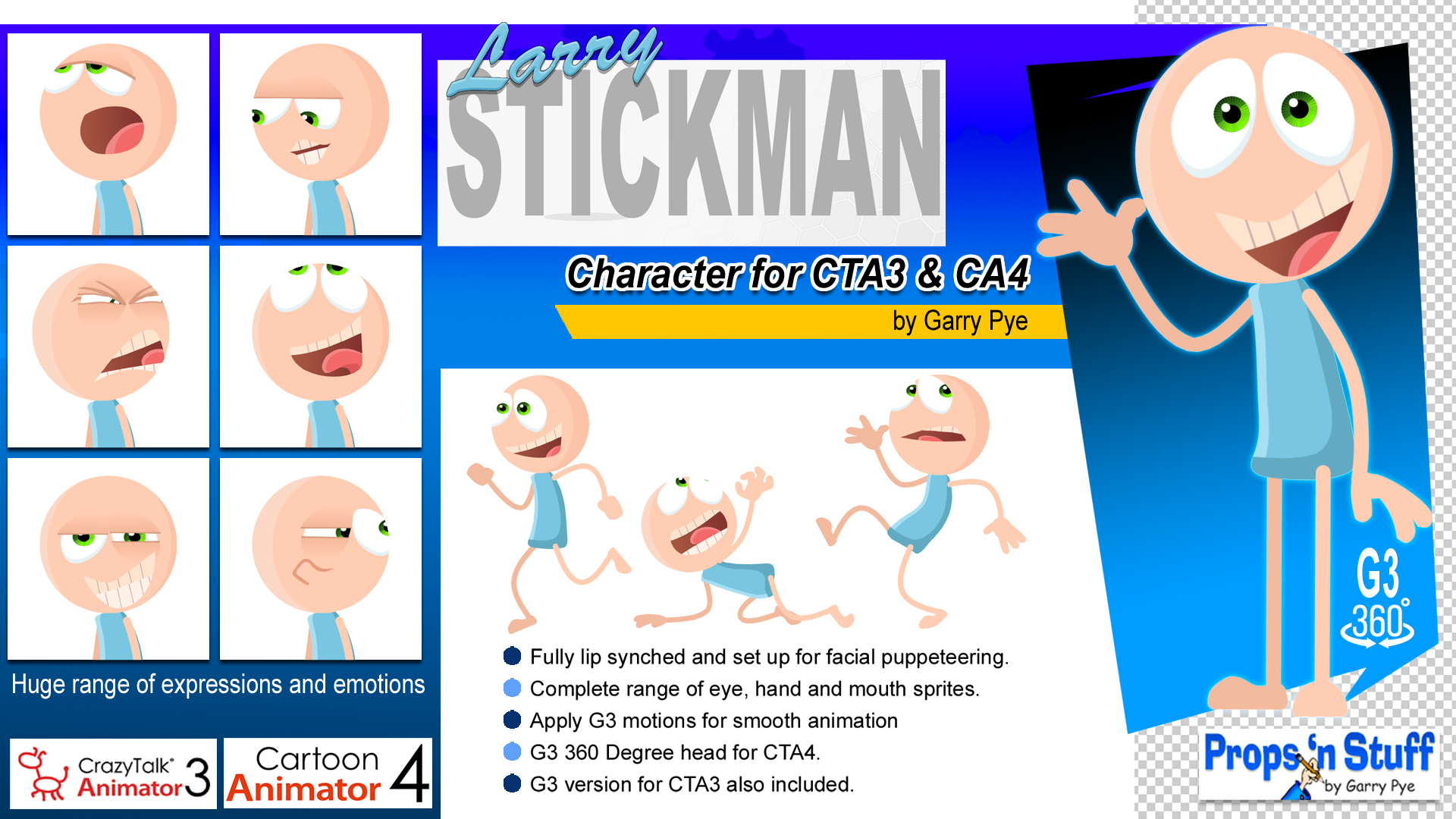 Larry Stickman - Cartoon Animator/Actor - Reallusion Content Store