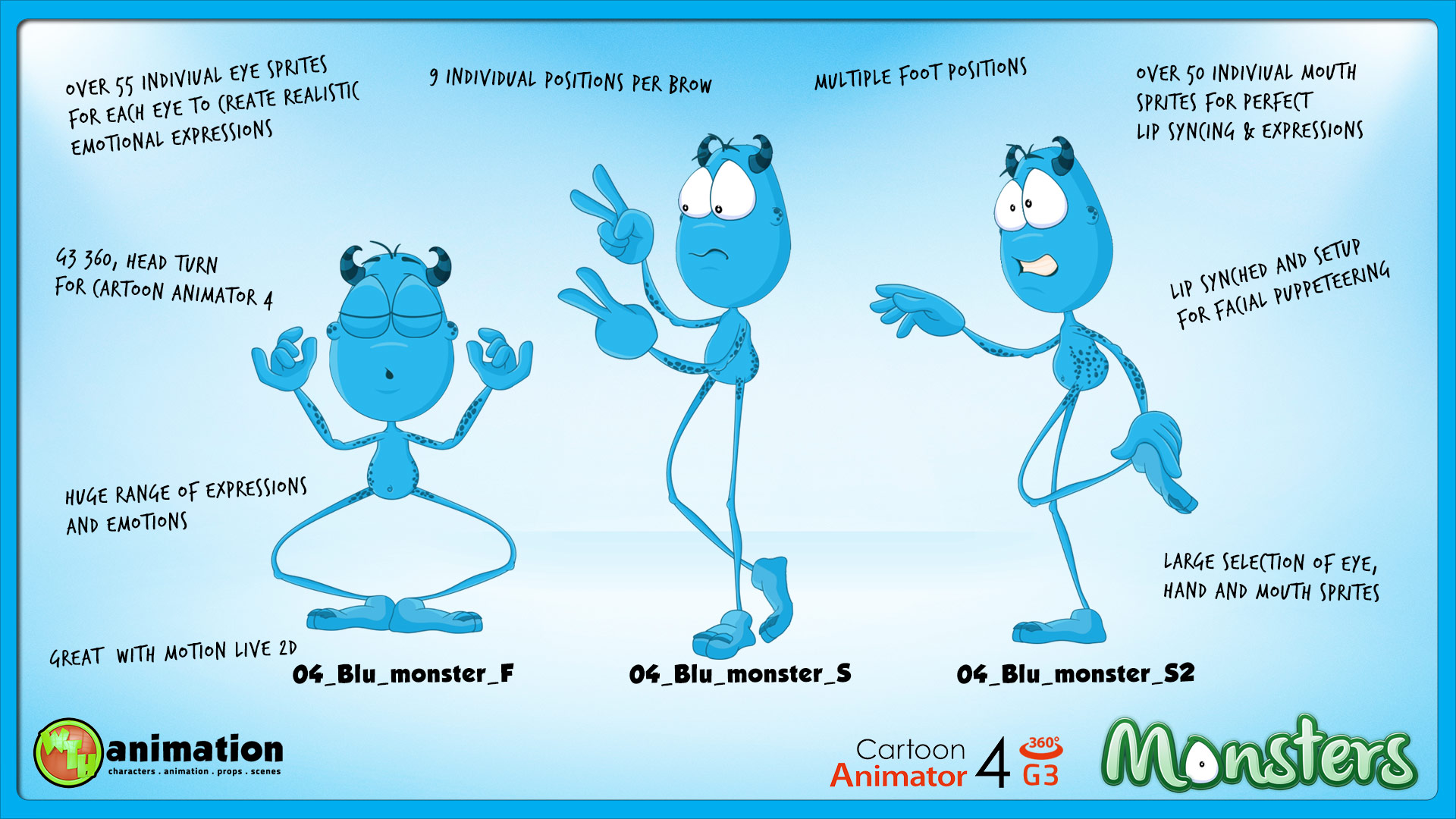 Monster - Blu - Cartoon Animator/Actor - Reallusion Content Store
