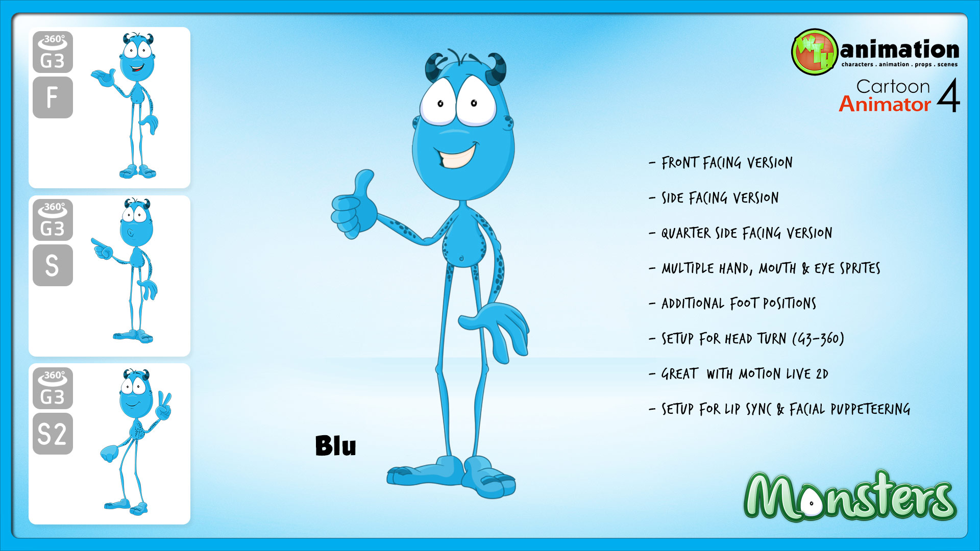 Monster - Blu - Cartoon Animator/Actor - Reallusion Content Store