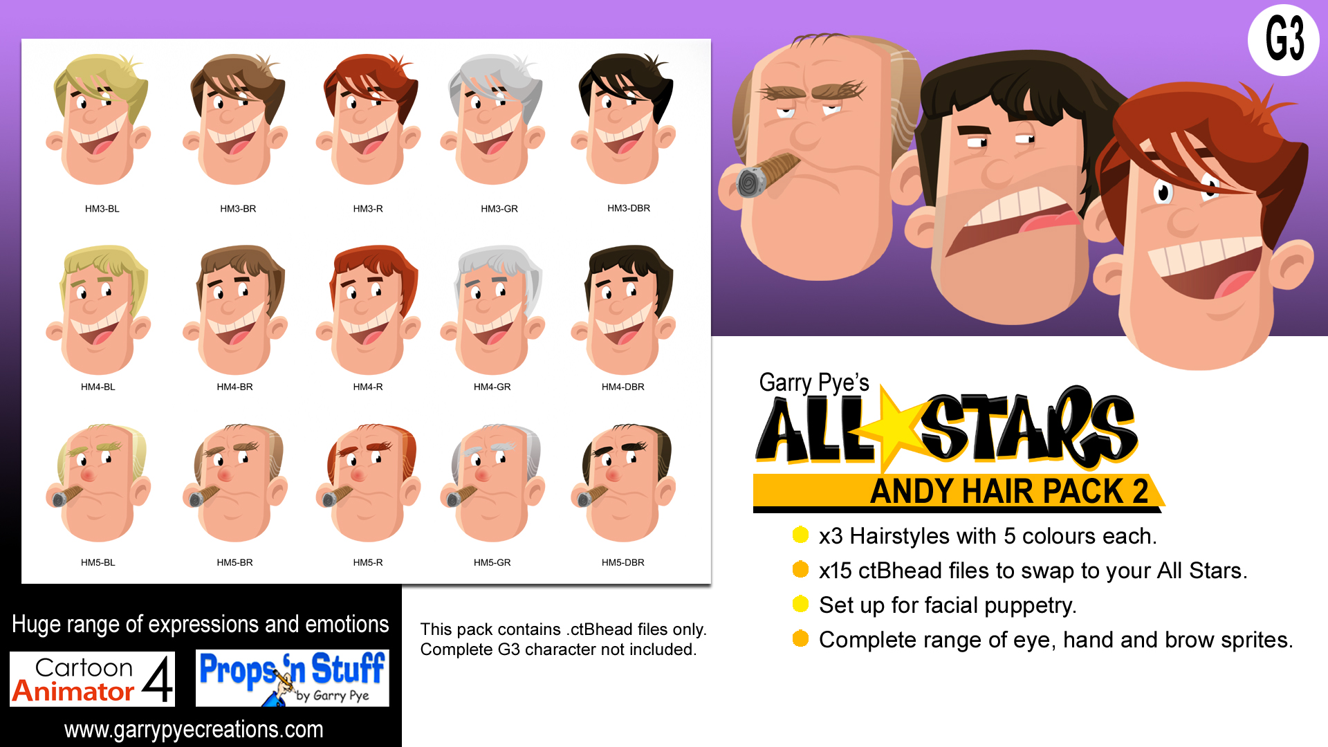 All Stars Andy Hair Pack 2 - Cartoon Animator/Actor - Reallusion ...