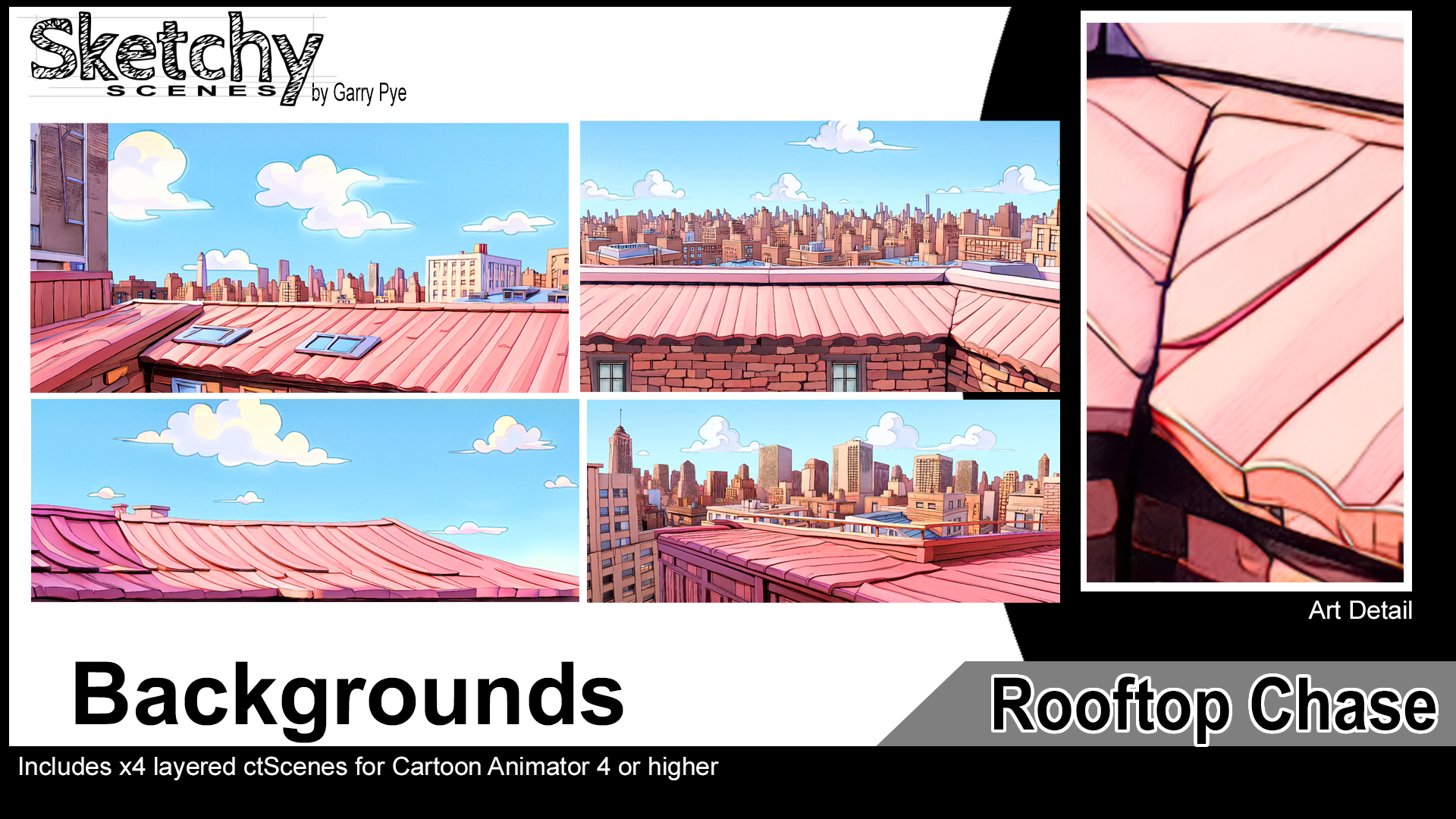 Sketchy Scenes - Rooftop Chase - Cartoon Animator/Scene - Reallusion ...