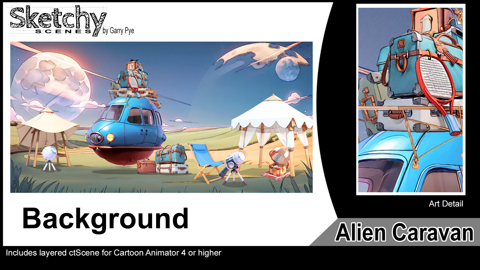 Sketchy Scenes -Alien Caravan - Cartoon Animator/Scene - Reallusion Content Store