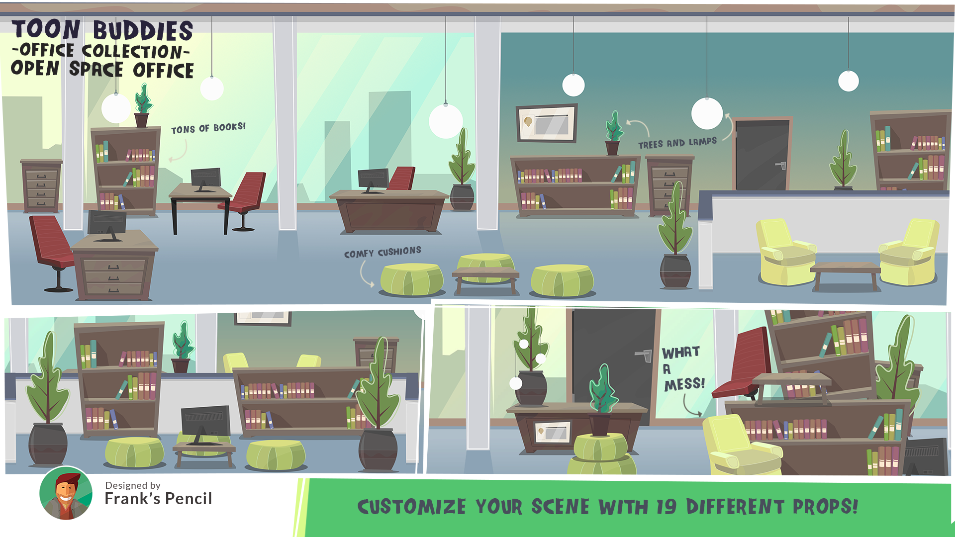 Toon Buddies - Open Space Office Pack - Cartoon Animator/Scene ...
