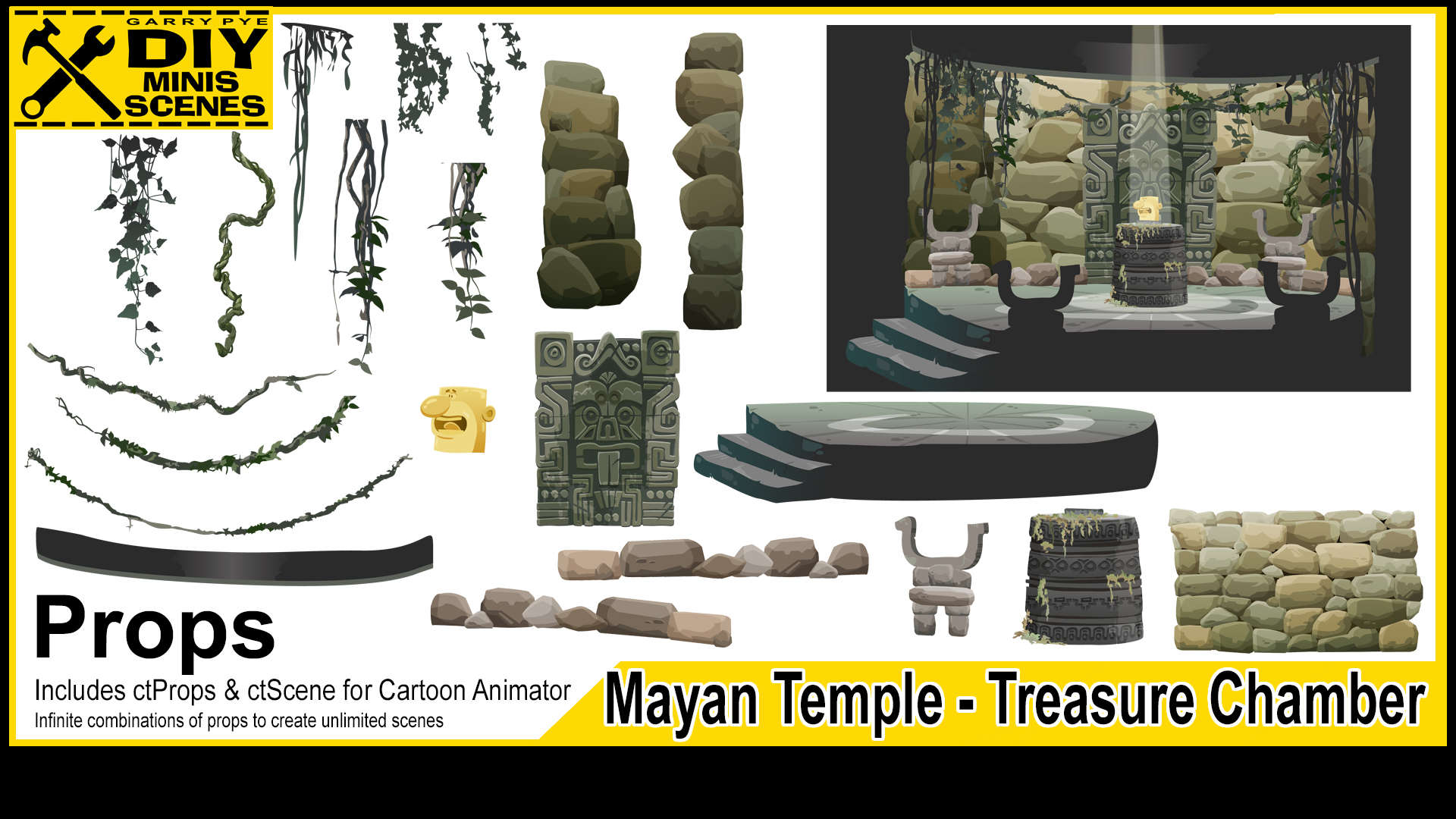 DIY Mini - Mayan Temple - Treasure Chamber - Cartoon Animator/Scene ...