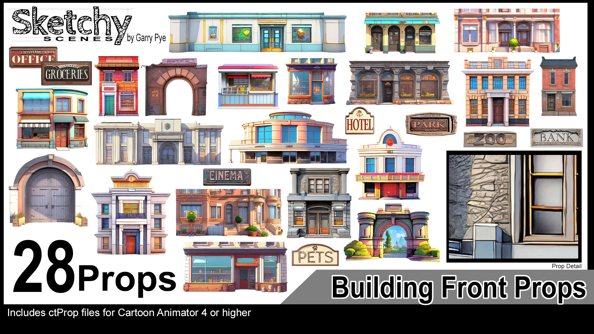 Sketchy Scenes - Building Fronts Props - Cartoon Animator/Scene ...