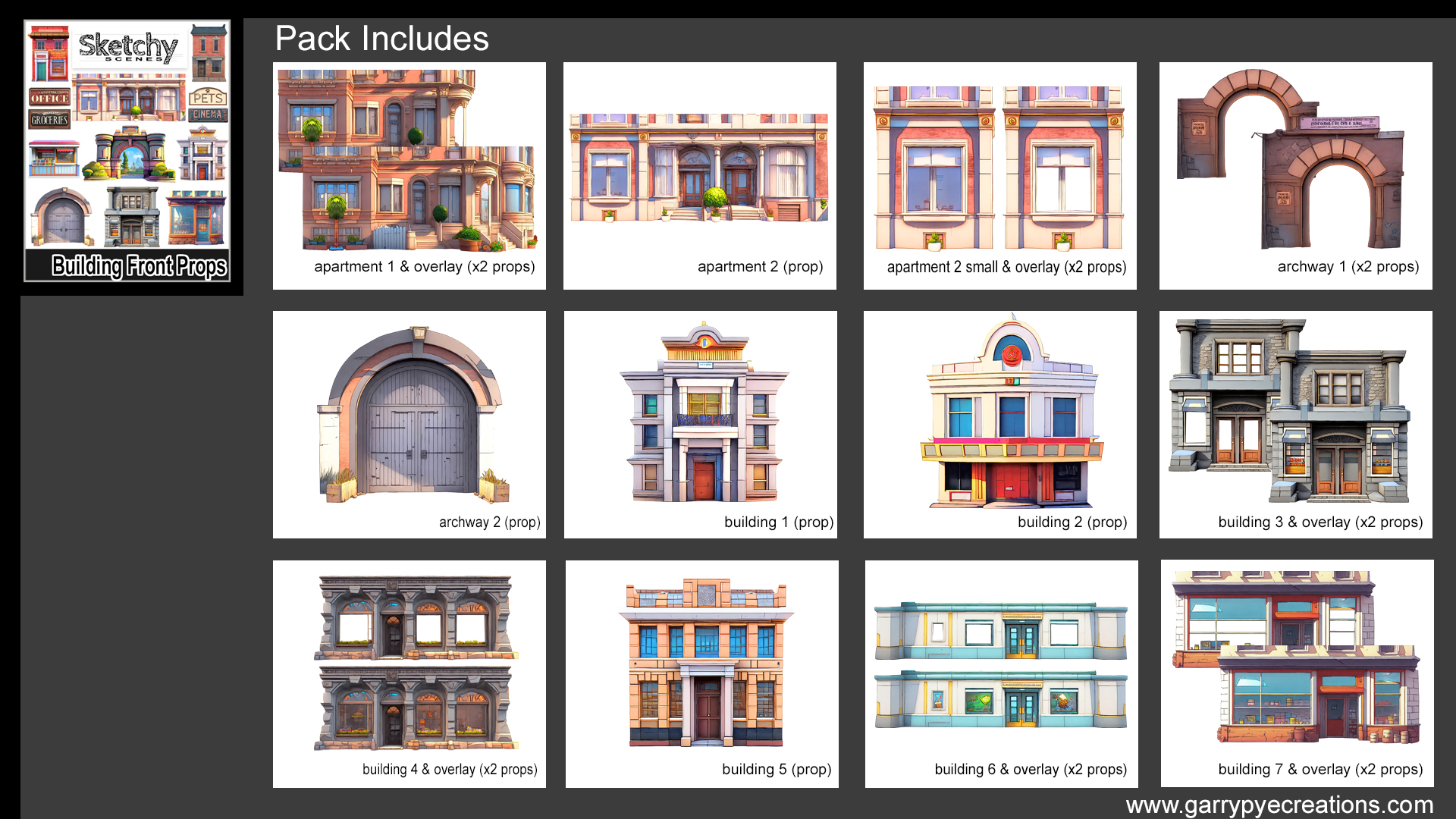 Sketchy Scenes - Building Fronts Props - Cartoon Animator/Scene ...