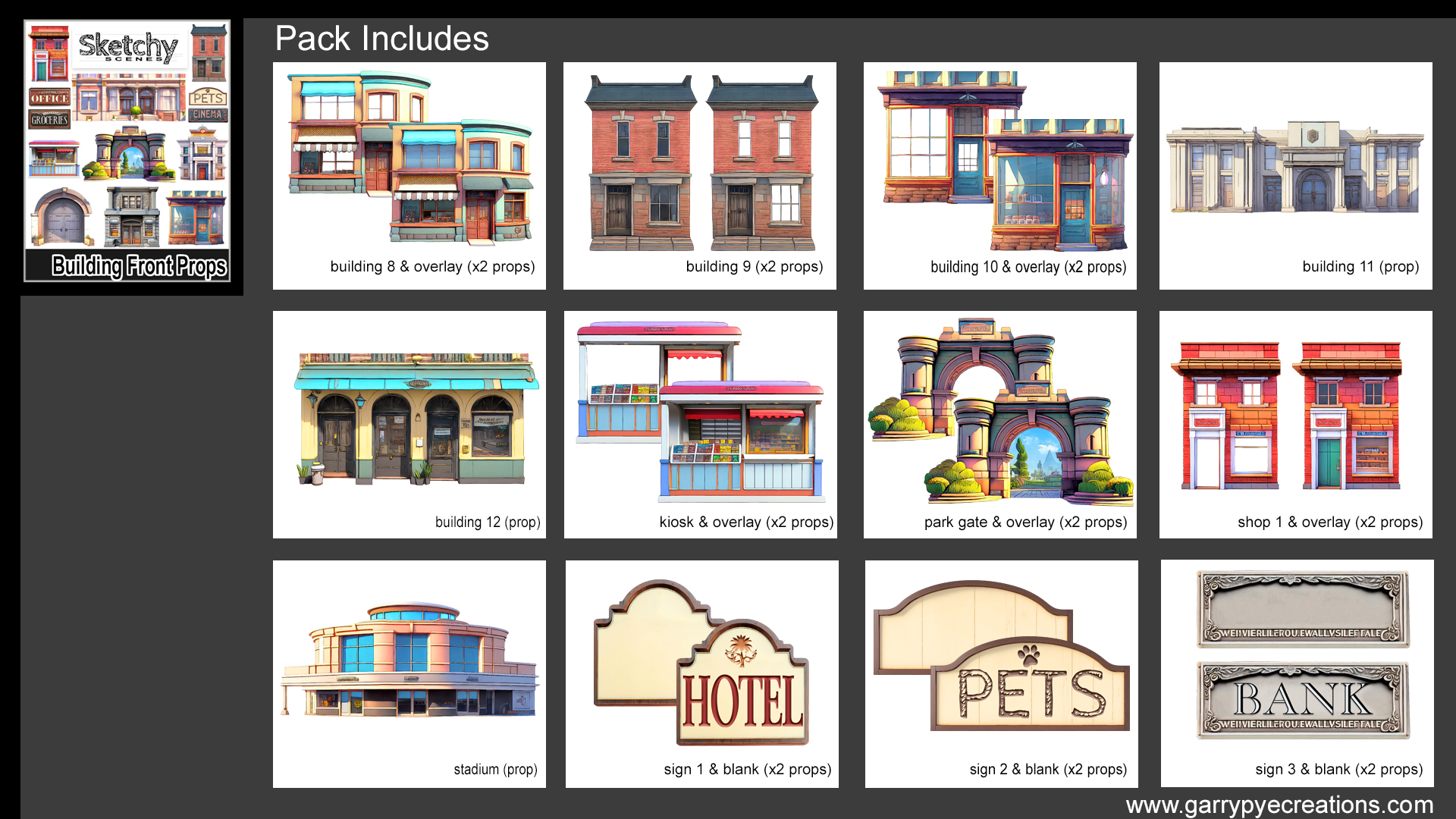 Sketchy Scenes - Building Fronts Props - Cartoon Animator/Scene ...
