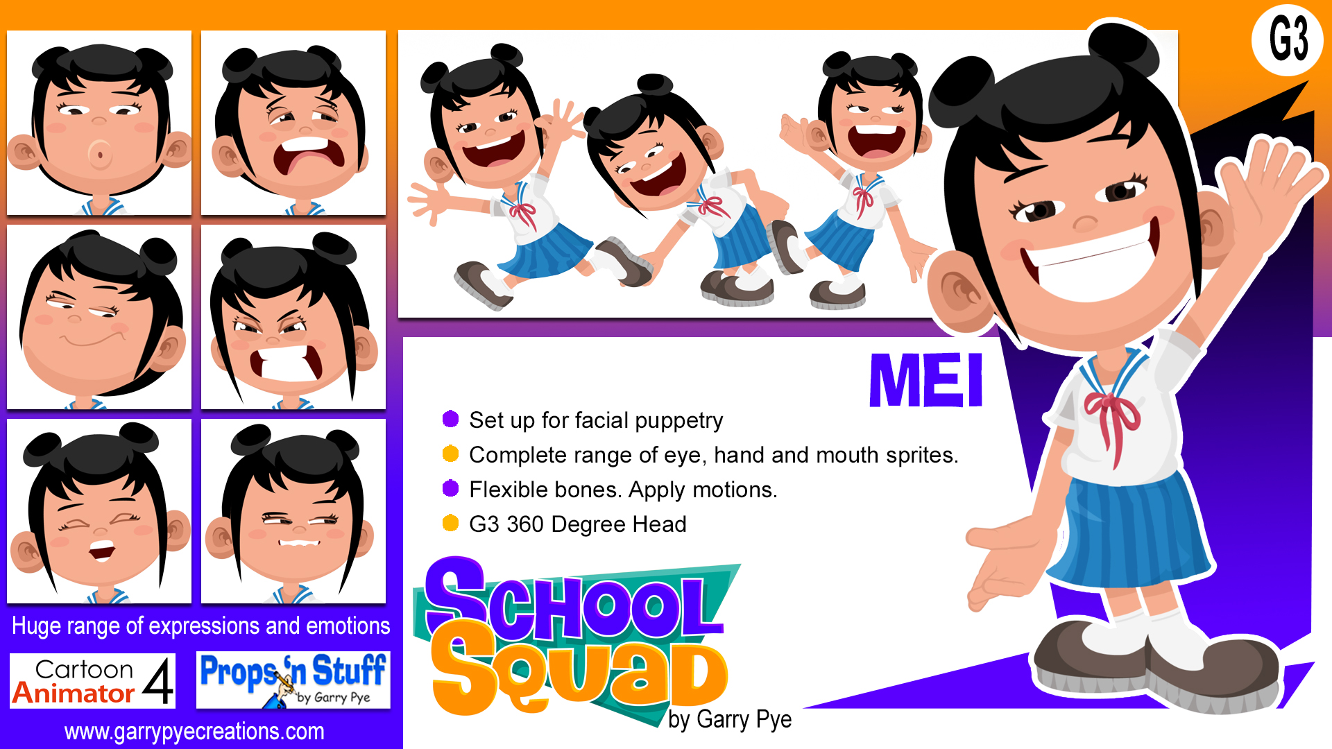 School Squad - Mei - Cartoon Animator/Actor - Reallusion Content Store