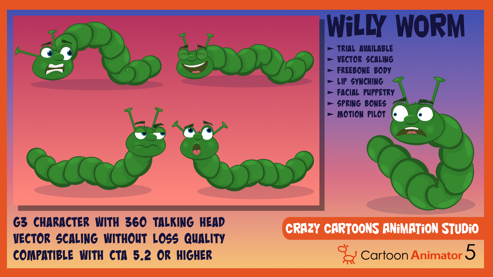 Willy Worm - Cartoon Animator/Actor - Reallusion Content Store