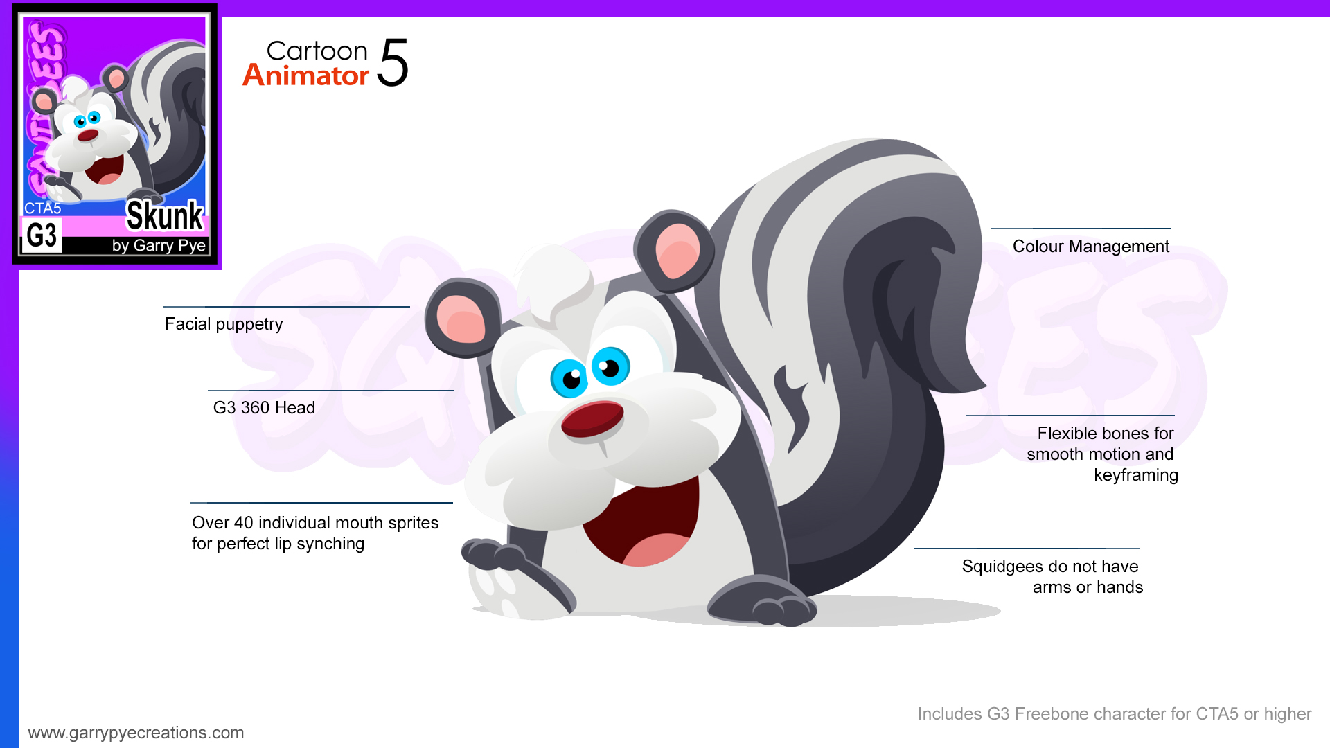 Squidgees - Skunk - Cartoon Animator/Actor - Reallusion Content Store