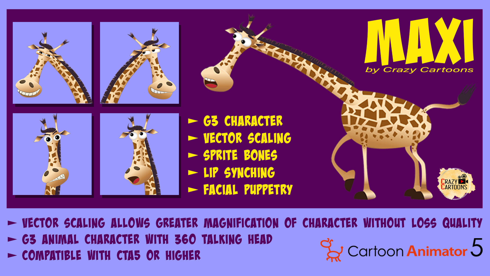 Maxi Giraffe - Cartoon Animator/Actor - Reallusion Content Store