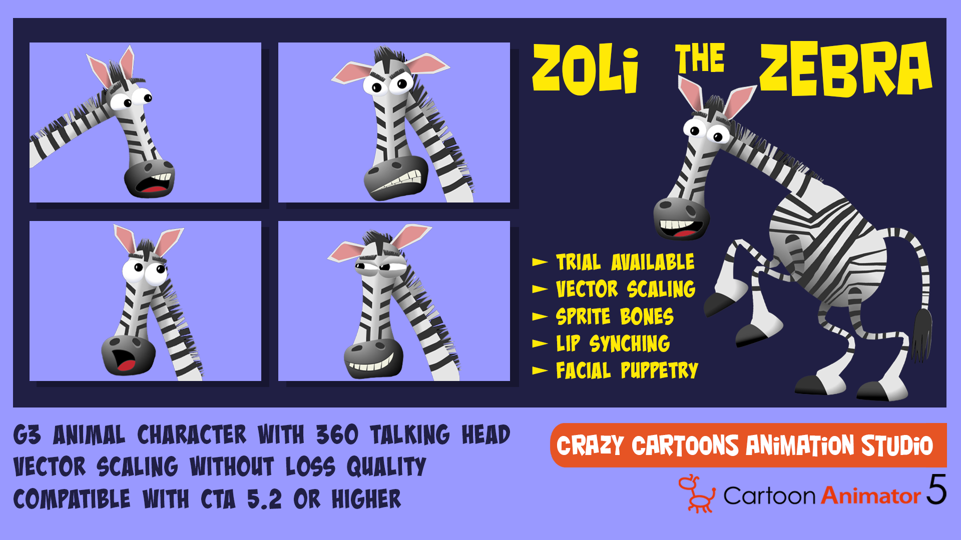 Zebra Zoli - Cartoon Animator/Actor - Reallusion Content Store