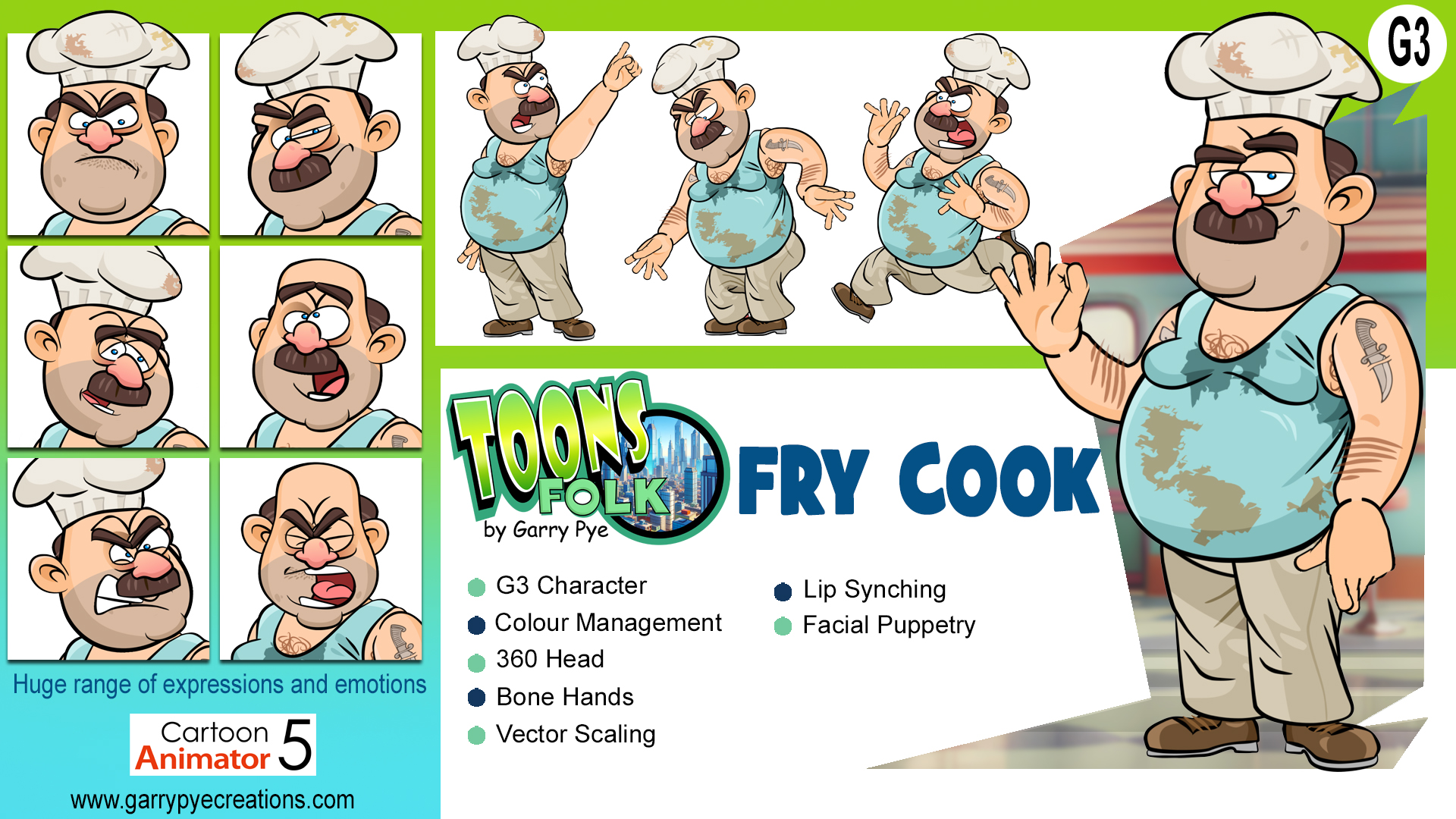 Toons Folk - Fry Cook - Cartoon Animator/Actor - Reallusion Content Store