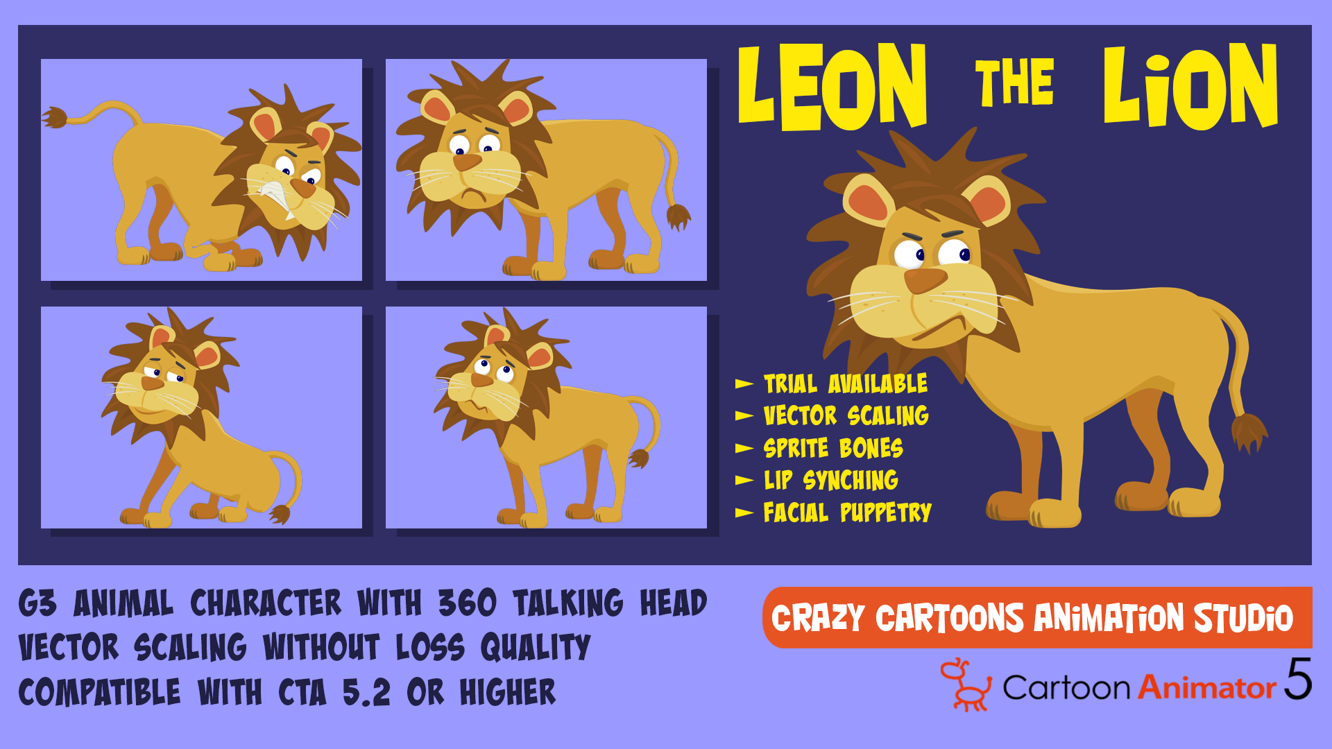 Leon The Lion - Cartoon Animator/Actor - Reallusion Content Store