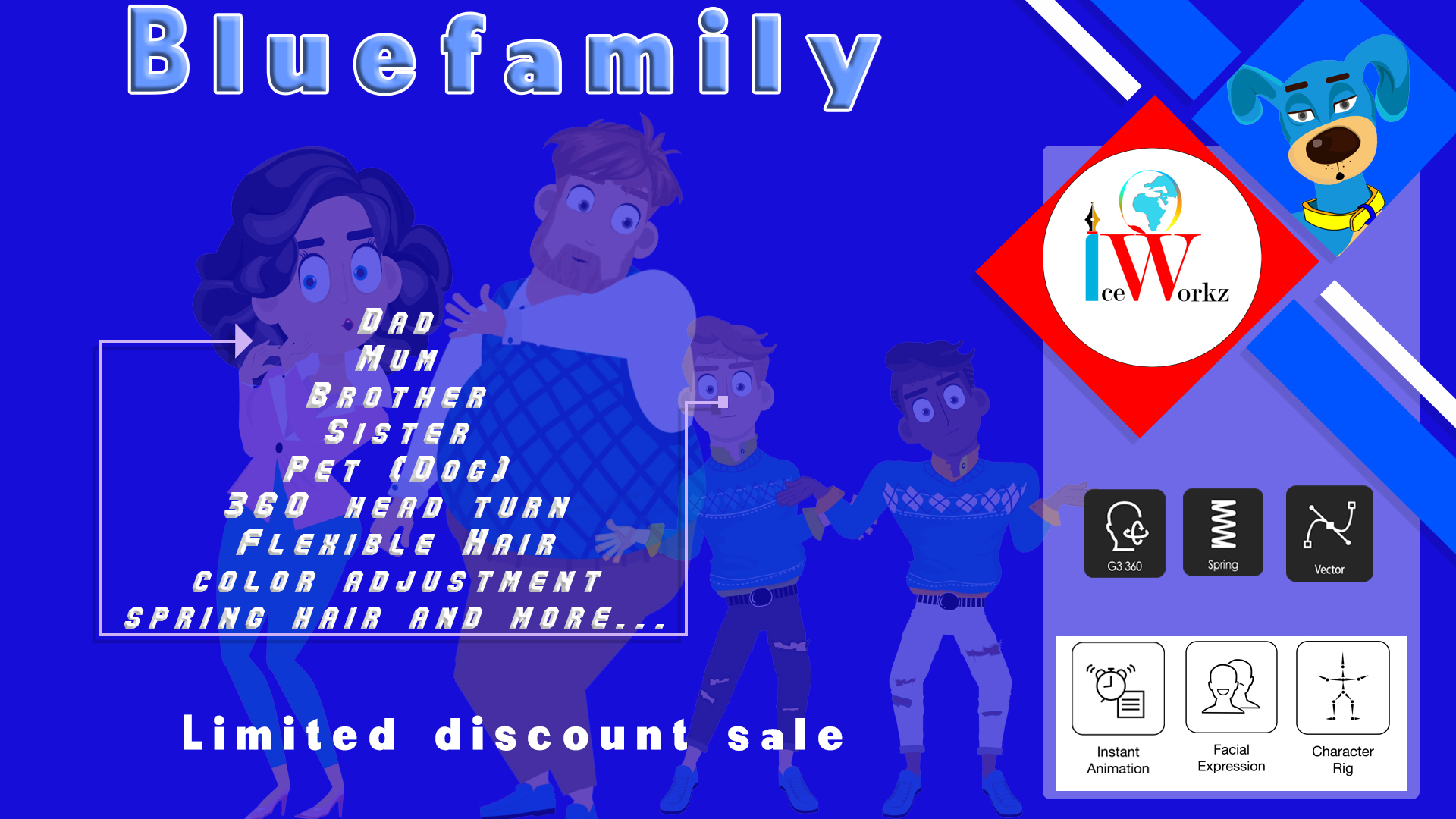 The Blue Family bundle - Cartoon Animator/Actor - Reallusion Content Store