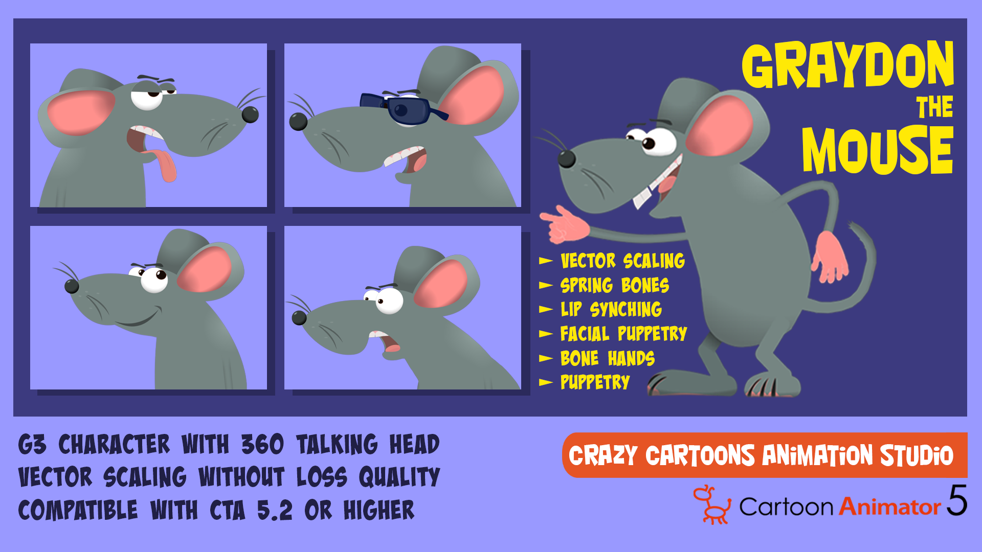 Graydon Mouse - Cartoon Animator/Actor - Reallusion Content Store