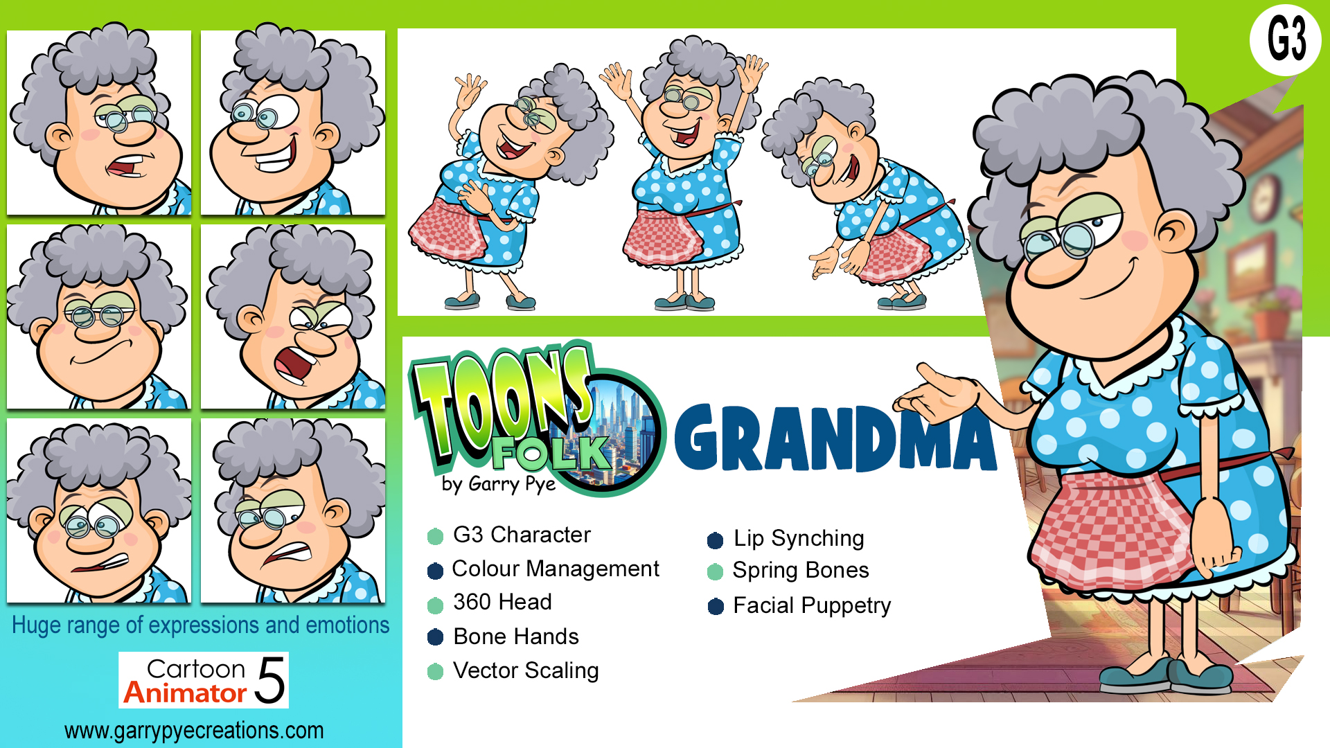 Toons Folk - Grandma - Cartoon Animator/Actor - Reallusion Content Store