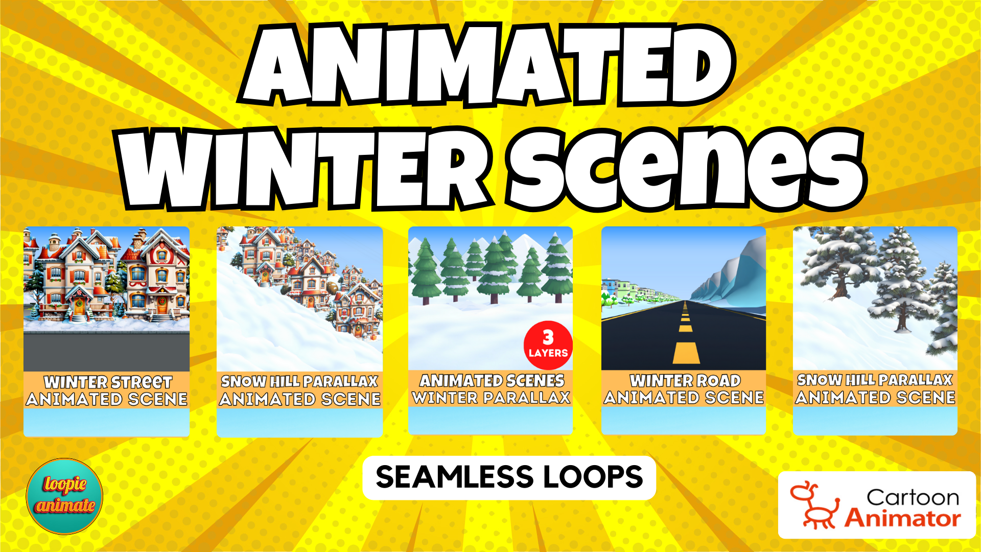 Animated Winter Scenes Bundle Pack - Cartoon Animator/Scene ...