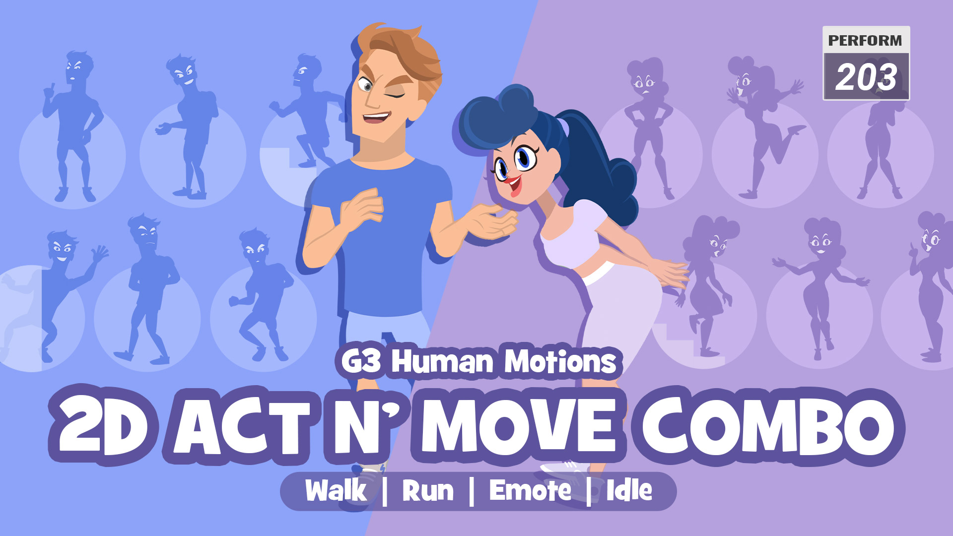 2D Act and Move Combo - Cartoon Animator/Combo (Multiple-PID) - Reallusion Content Store