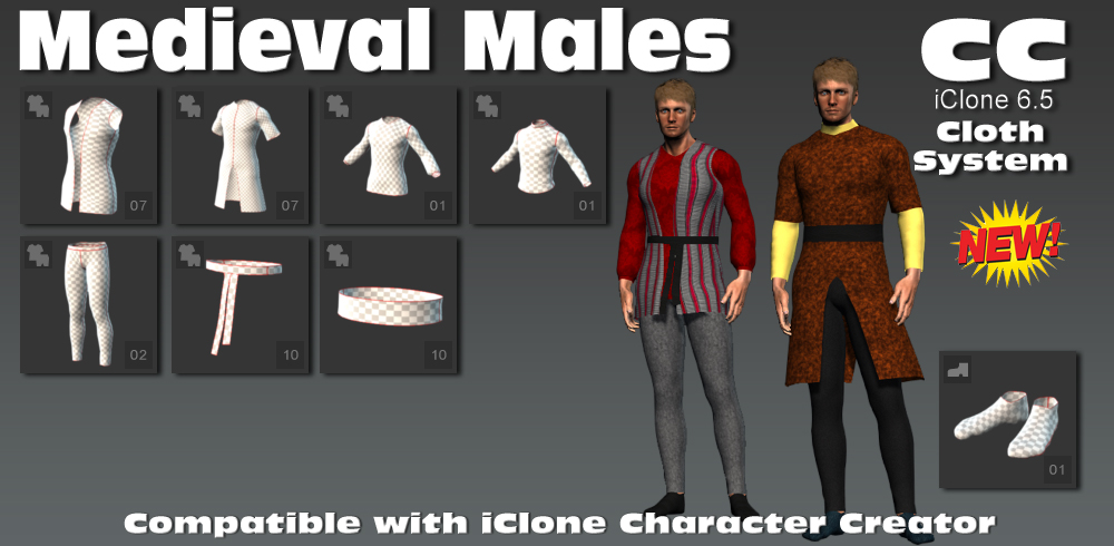 cc Cloth Medieval Male Bundle - iClone/Actor - Reallusion Content Store